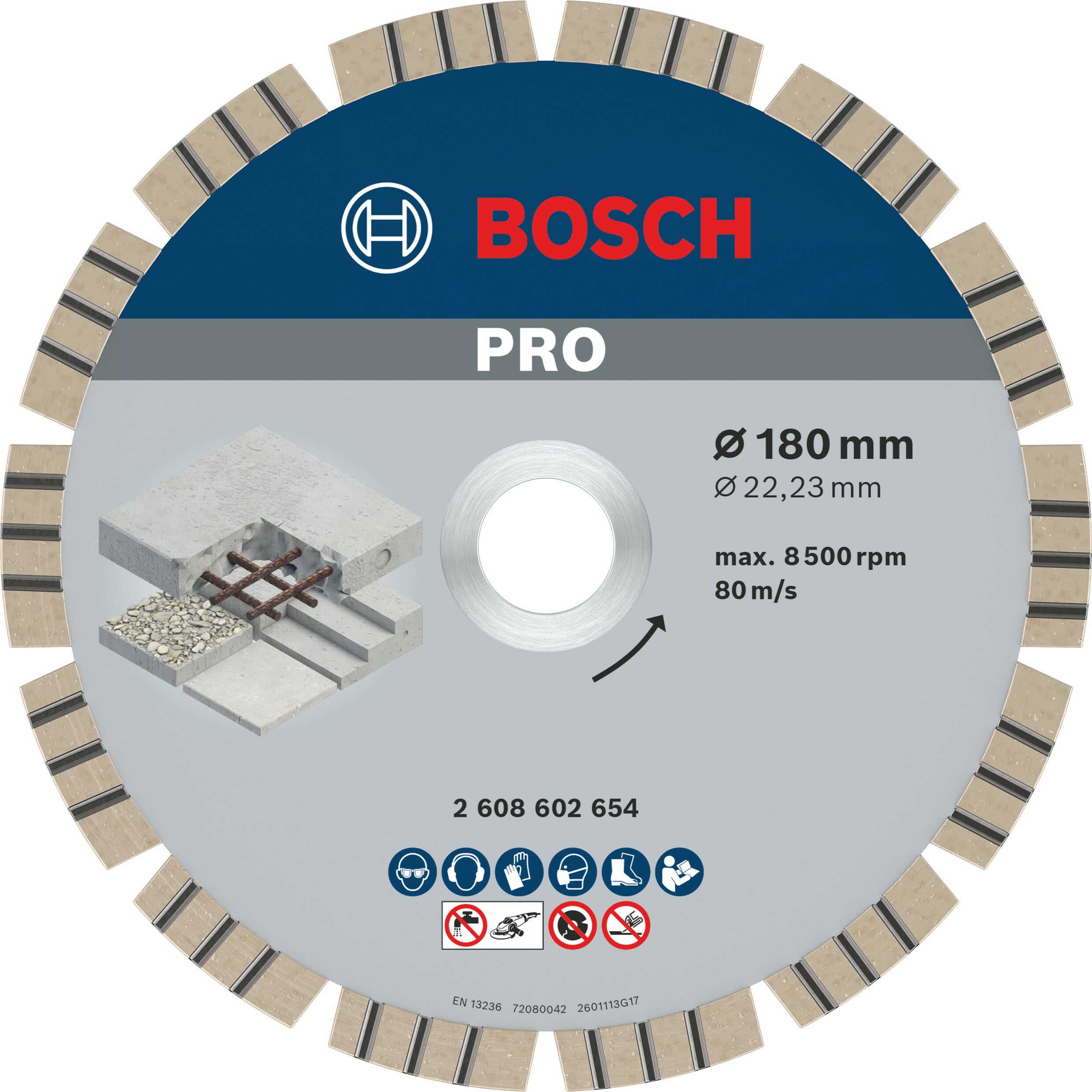 BOSCH 2608602654 diamond cutting disc Best for Concrete 180 x 22,23 x 2 ...