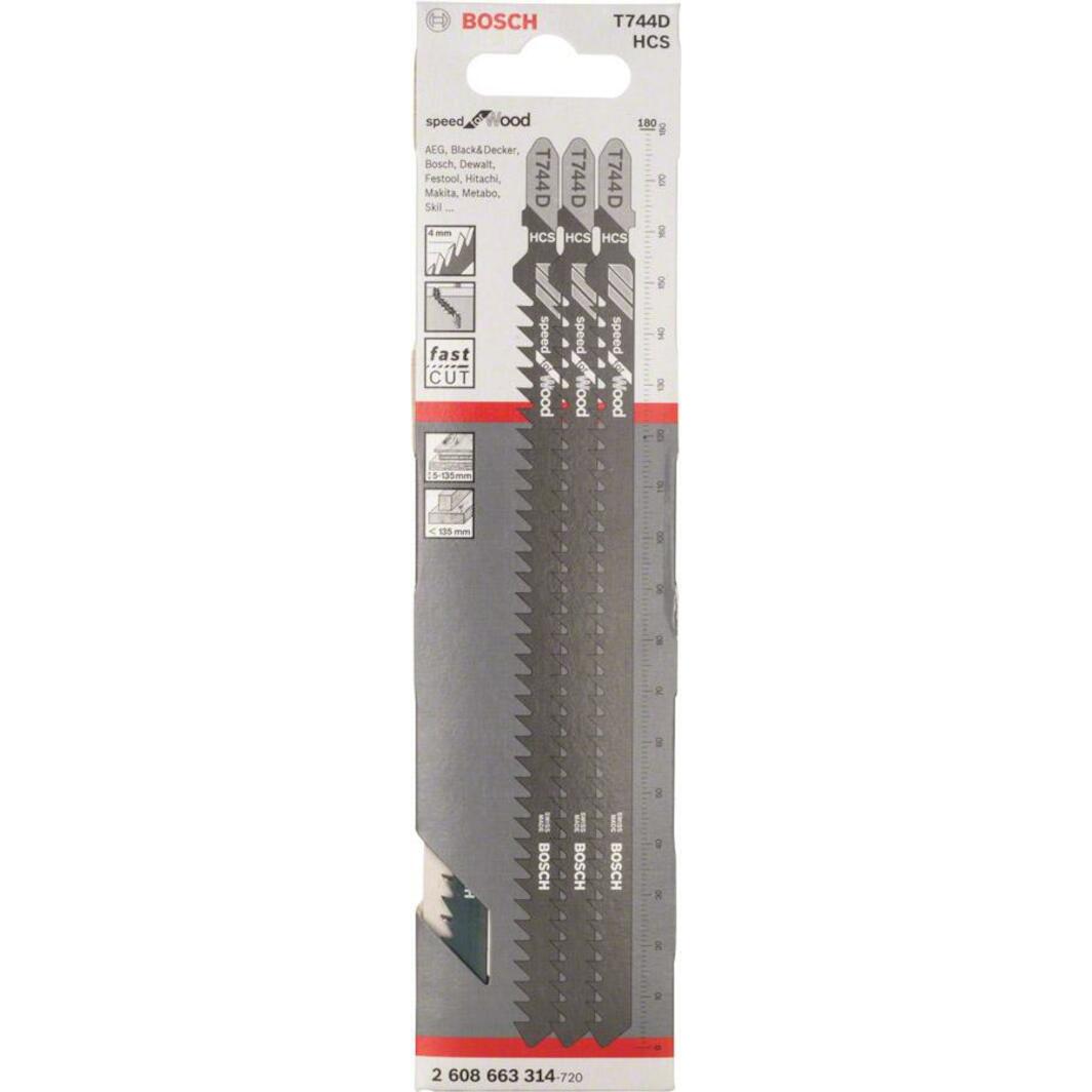 BOSCH 2608663314 jigsaw blade T 744 D Speed for Wood (3 pack) | Klium