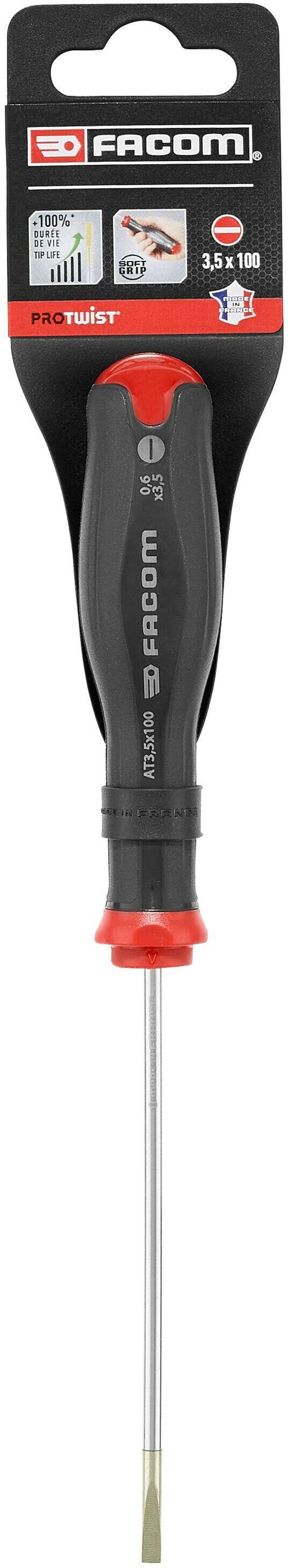 FACOM AT3.5X100PB ProTwist slotted screwdriver with milled blade 3.5 x 100 mm | Klium