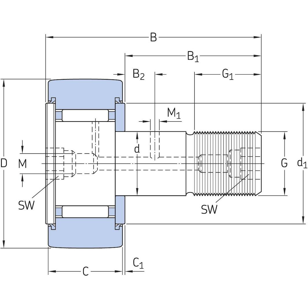 SKF KRV 40 PPA cam roller with integrated seal and relubrication 40 mm - KRV 40 PP | Klium