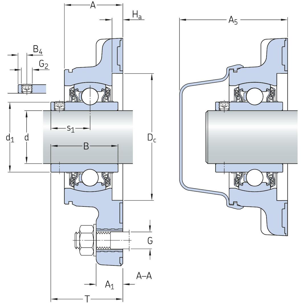 SKF F4BC 35M-TPSS Y ball bearing unit with flange square, d 35 mm, A 36 ...