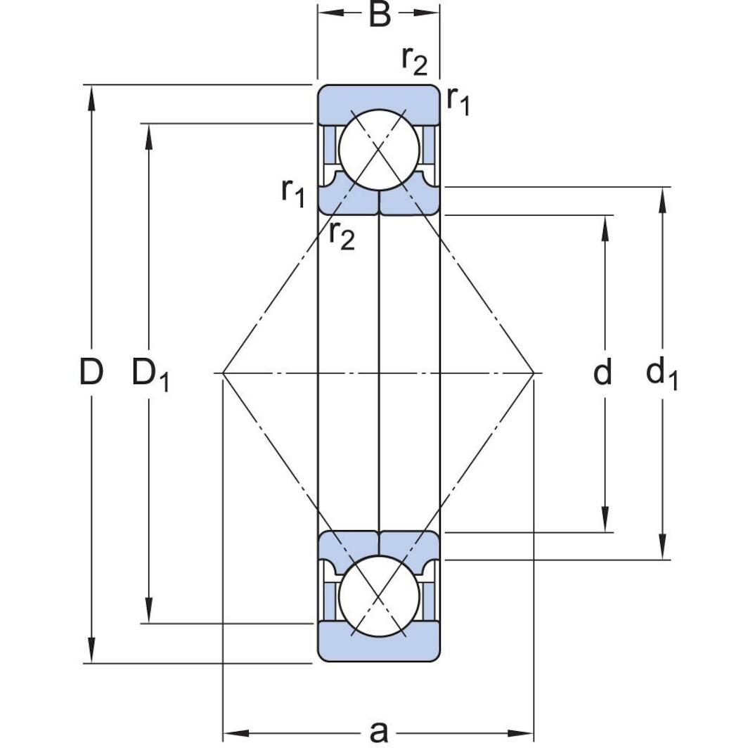SKF QJ 213 MA four-point contact ball bearing with 35° contact angle ...