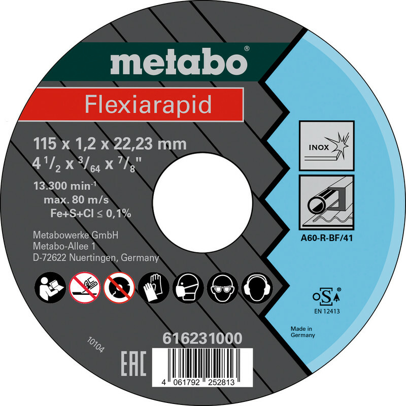 METABO 616231000 Cut-off wheel Flexiarapid 115x1,2x22,23 Inox, TF 41 ...