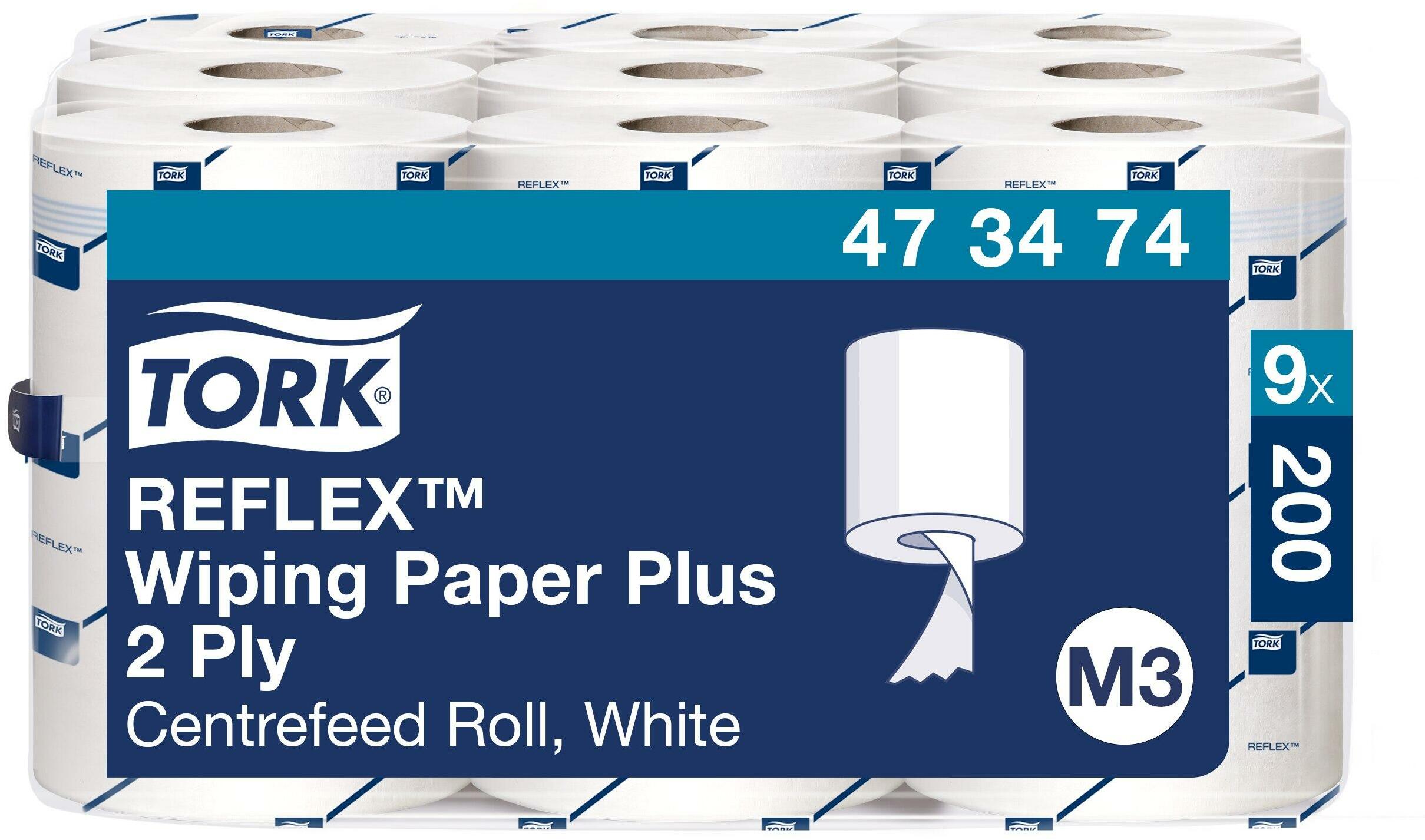 TORK 473474 Reflex Plus mini centrefeed cleaning paper white, M3 | Klium