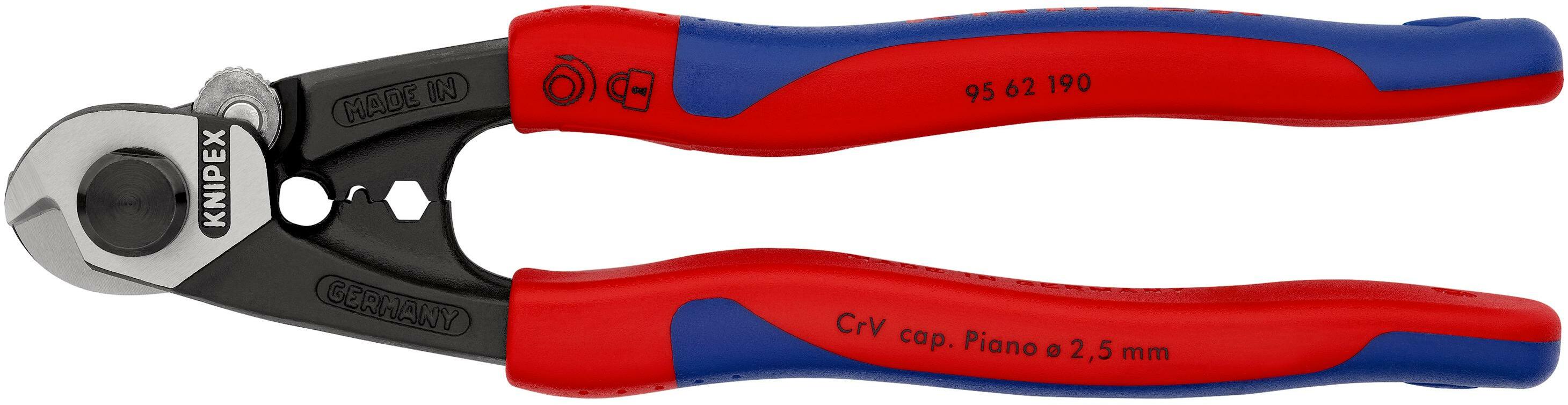 KNIPEX 95 62 190 steel wire cutters forged with multi-component handles ...
