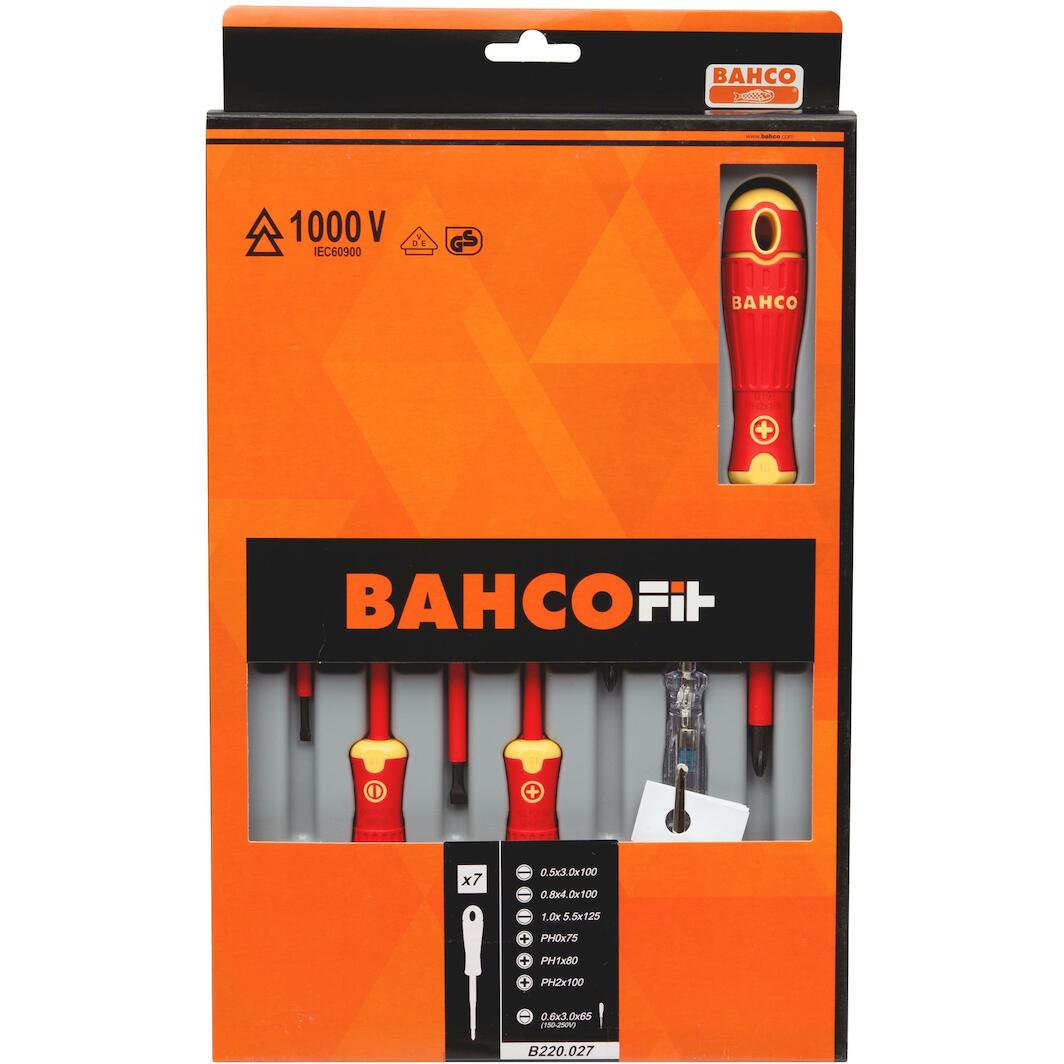 BAHCO B220.027 BahcoFit screwdriver set VDE insulated with rubber grip ...