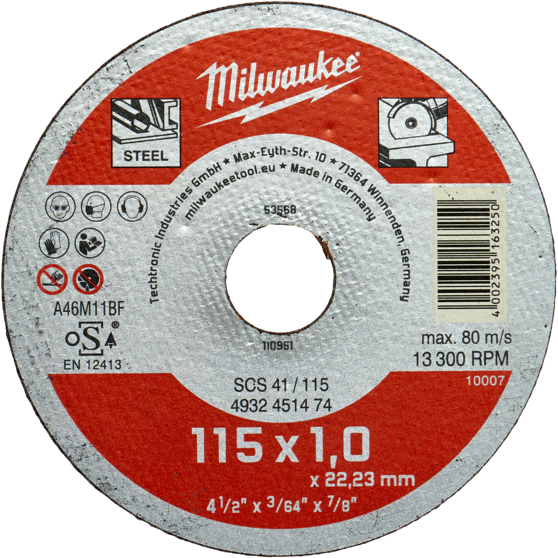 MILWAUKEE 4932451474 thin metal cutting disc Contractor SCS 41/115x1 | Klium