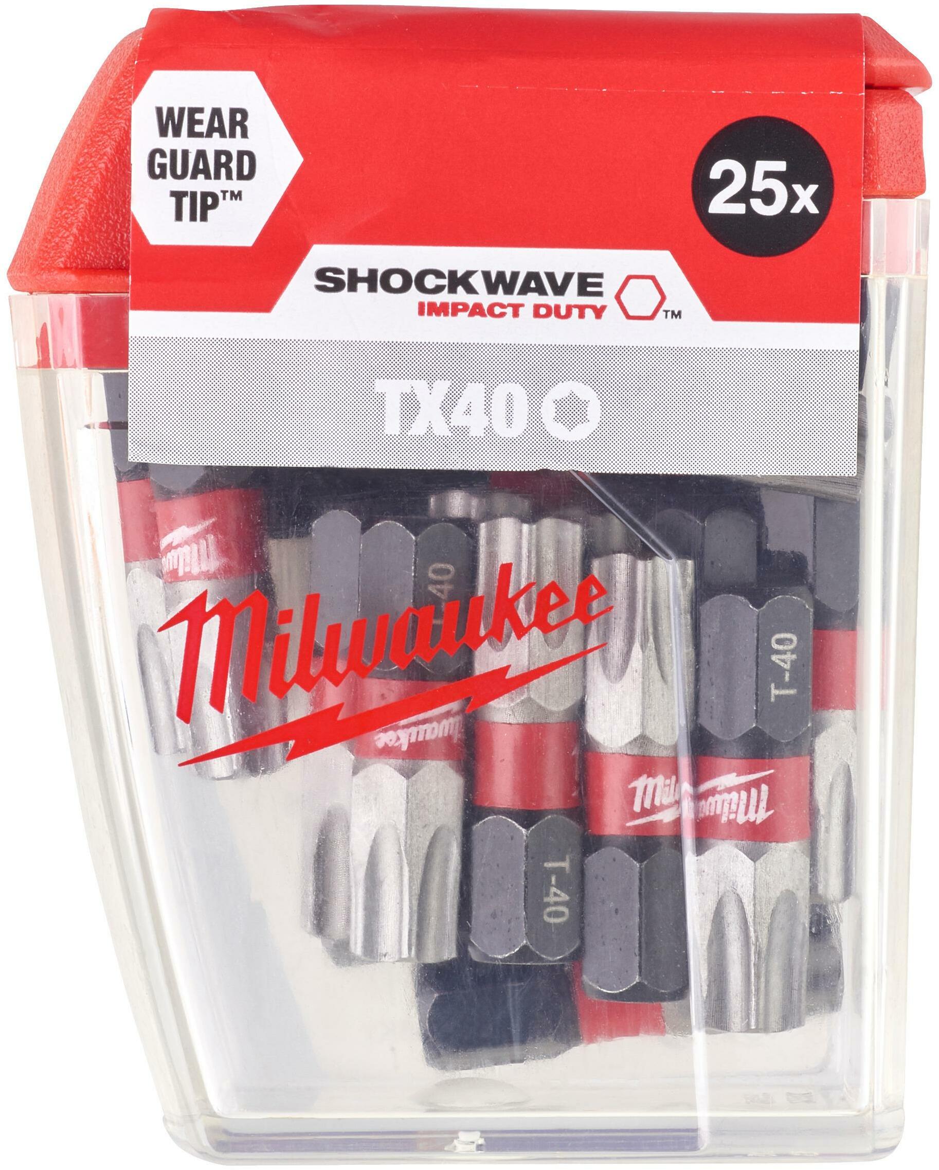 MILWAUKEE 4932430889 SHOCKWAVE IMPACT DUTY screw bit TX40x25 mm (25 pcs ...