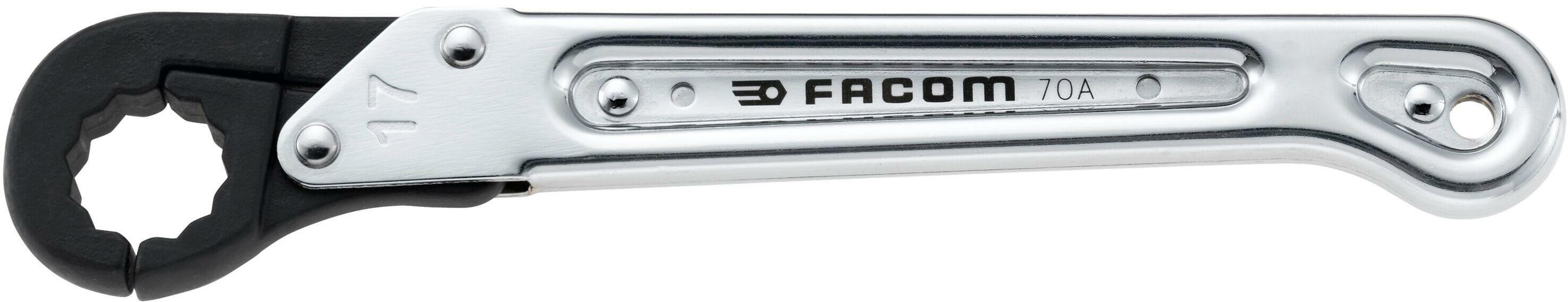 FACOM 70A.17 straight open ring spanner with ratchet, metric sizes 17 ...