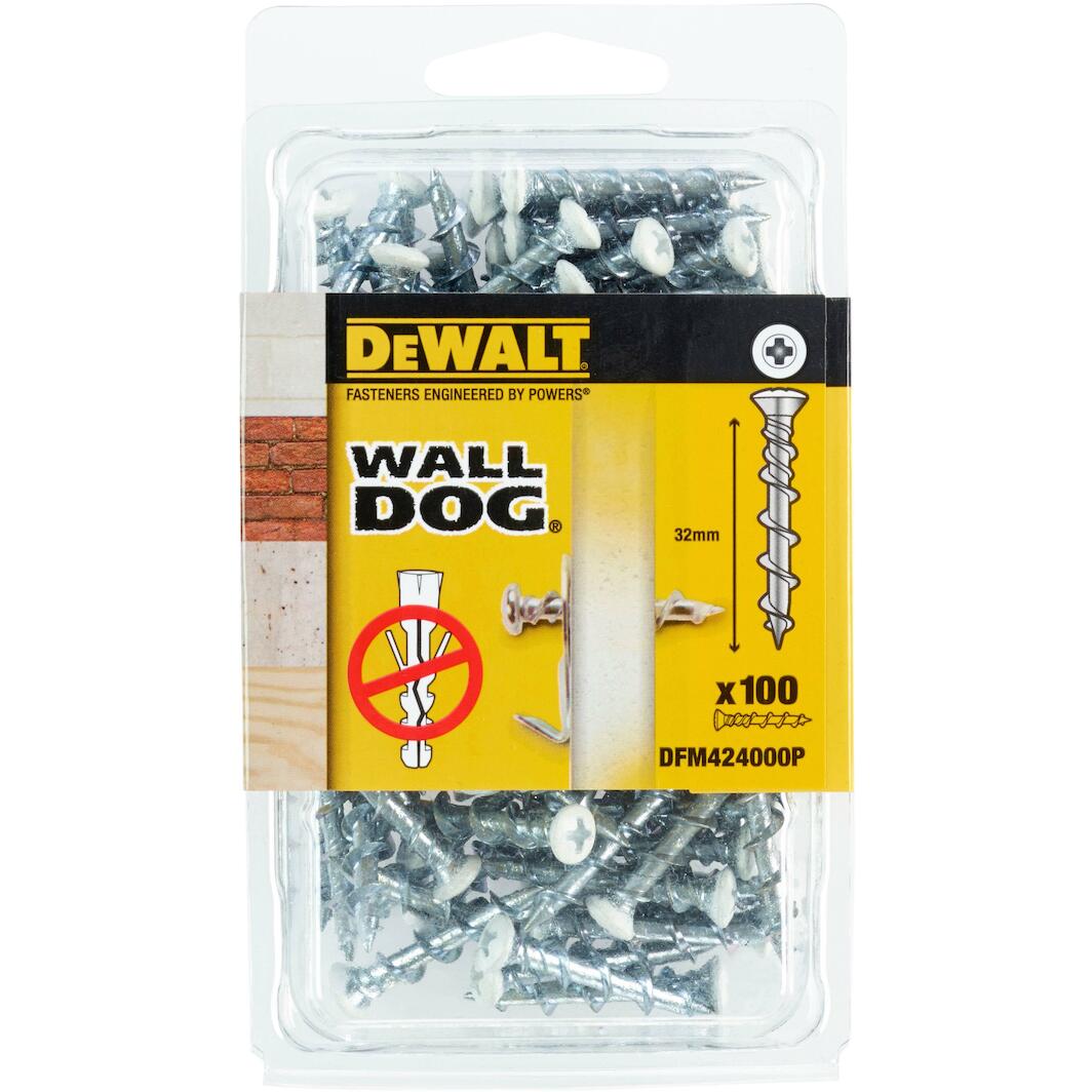 DEWALT DFM424000P WALLDOG countersunk head screw anchor white 8x32mm ...