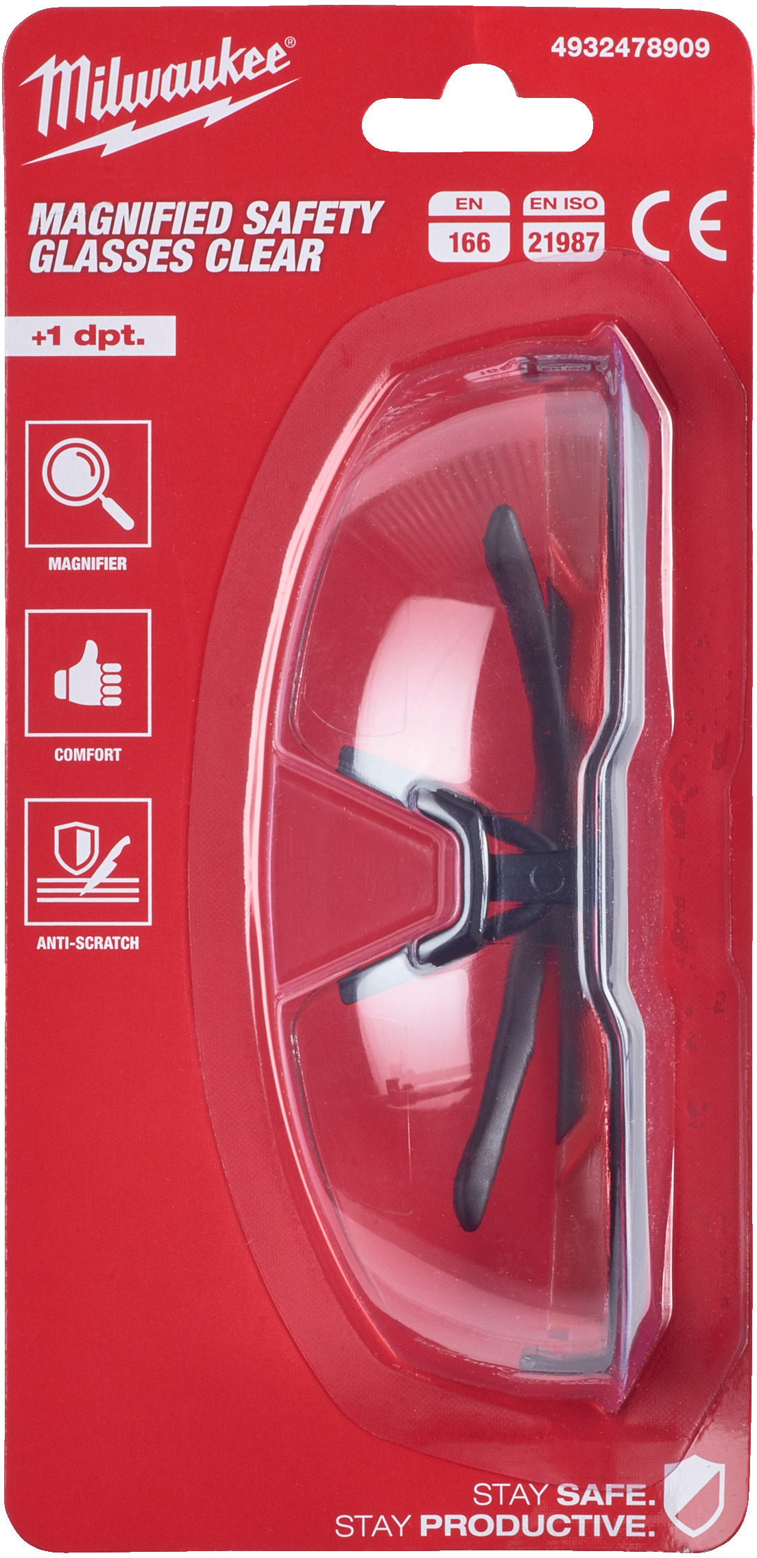 MILWAUKEE 4932478909 safety glasses with dioptre correction +1