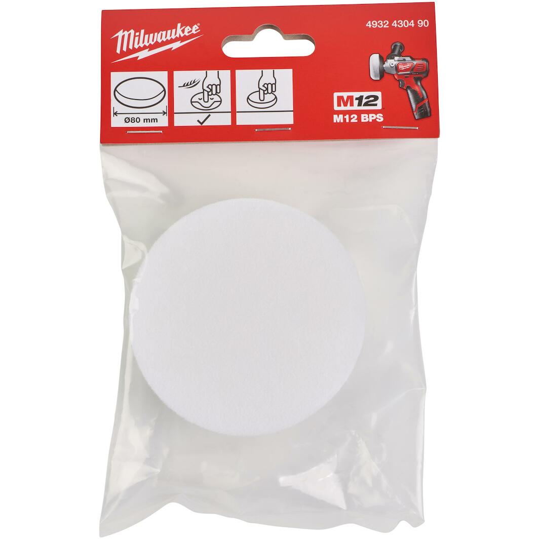 MILWAUKEE 4932430490 soft polishing sponge SS 80mm white for removing ...