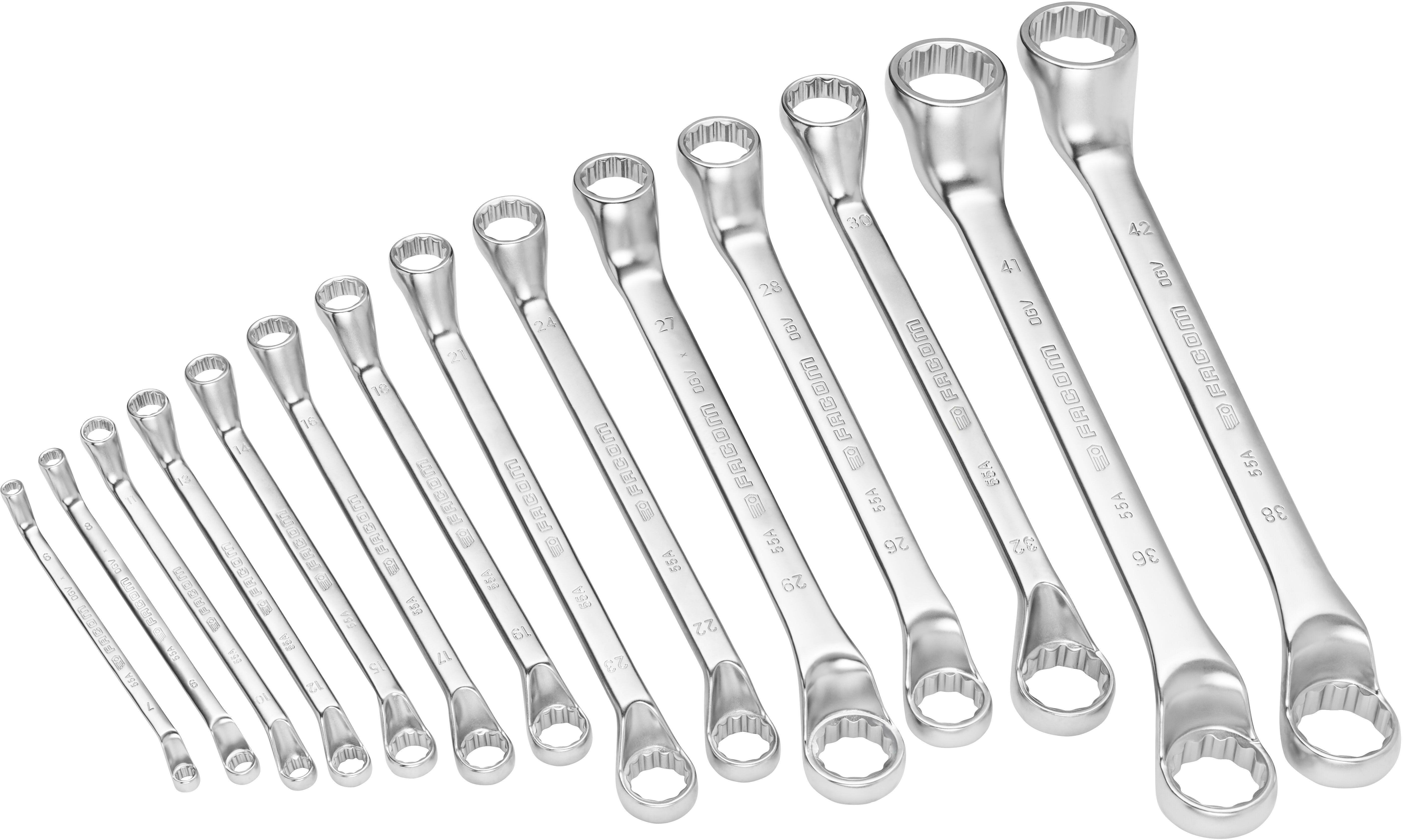 FACOM 55A.JE14 Recessed ring spanner set metric sizes 14-piece | Klium