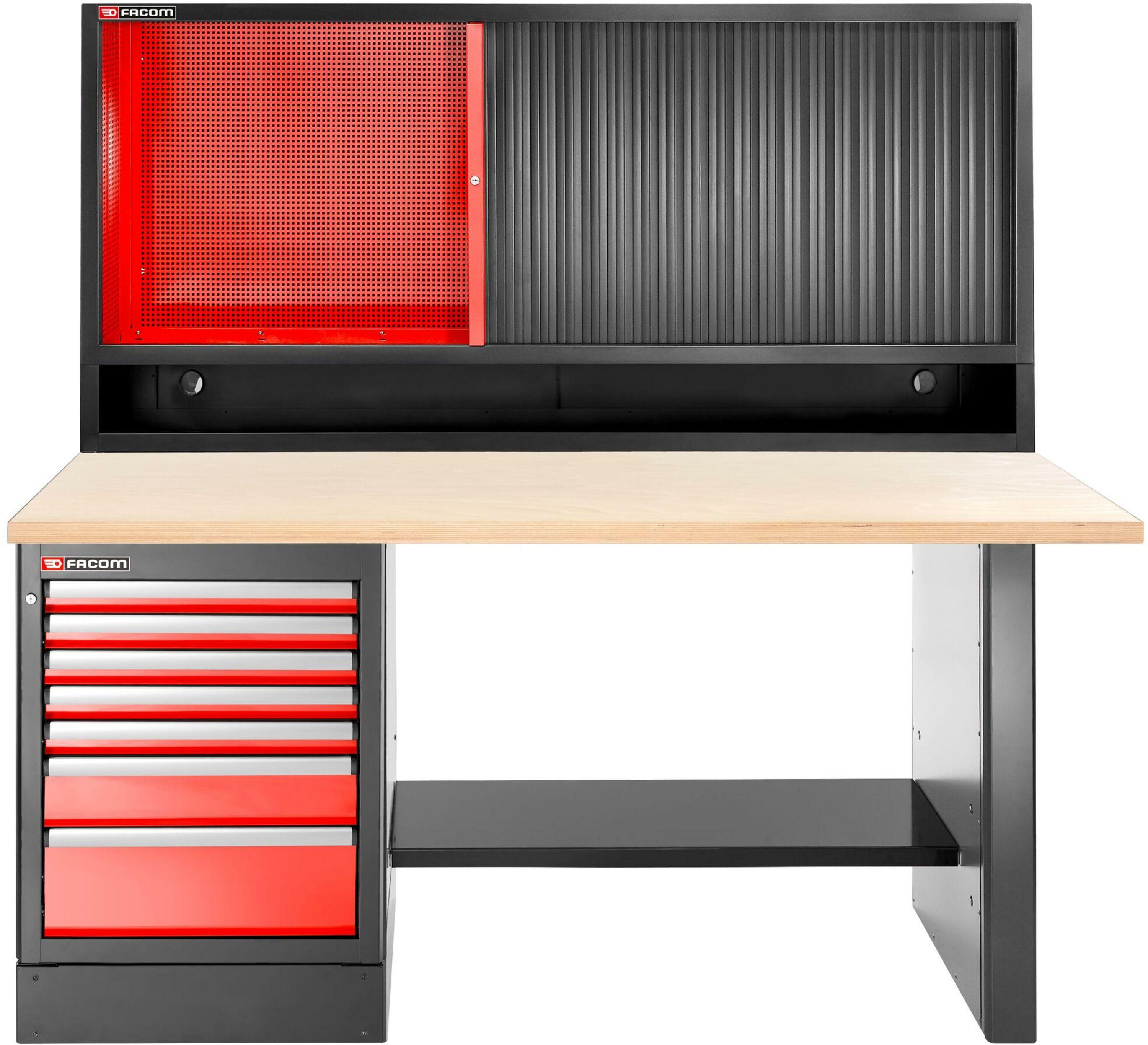 FACOM JLS3-2MW7DSCH workbench with 7 drawers, wooden top high and top ...