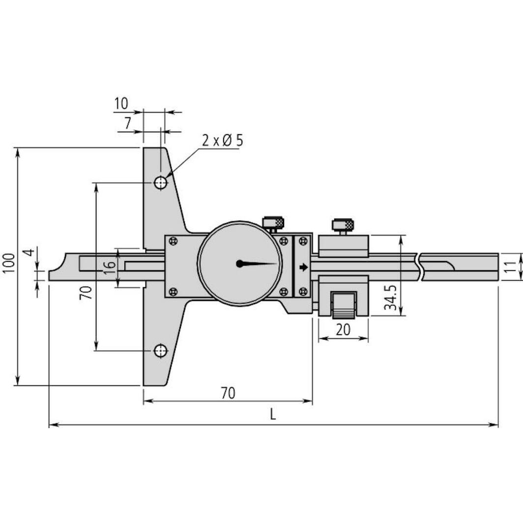MITUTOYO 527-301-50 depth slide gauge with dial 0-150 mm, 0.05 mm | Klium