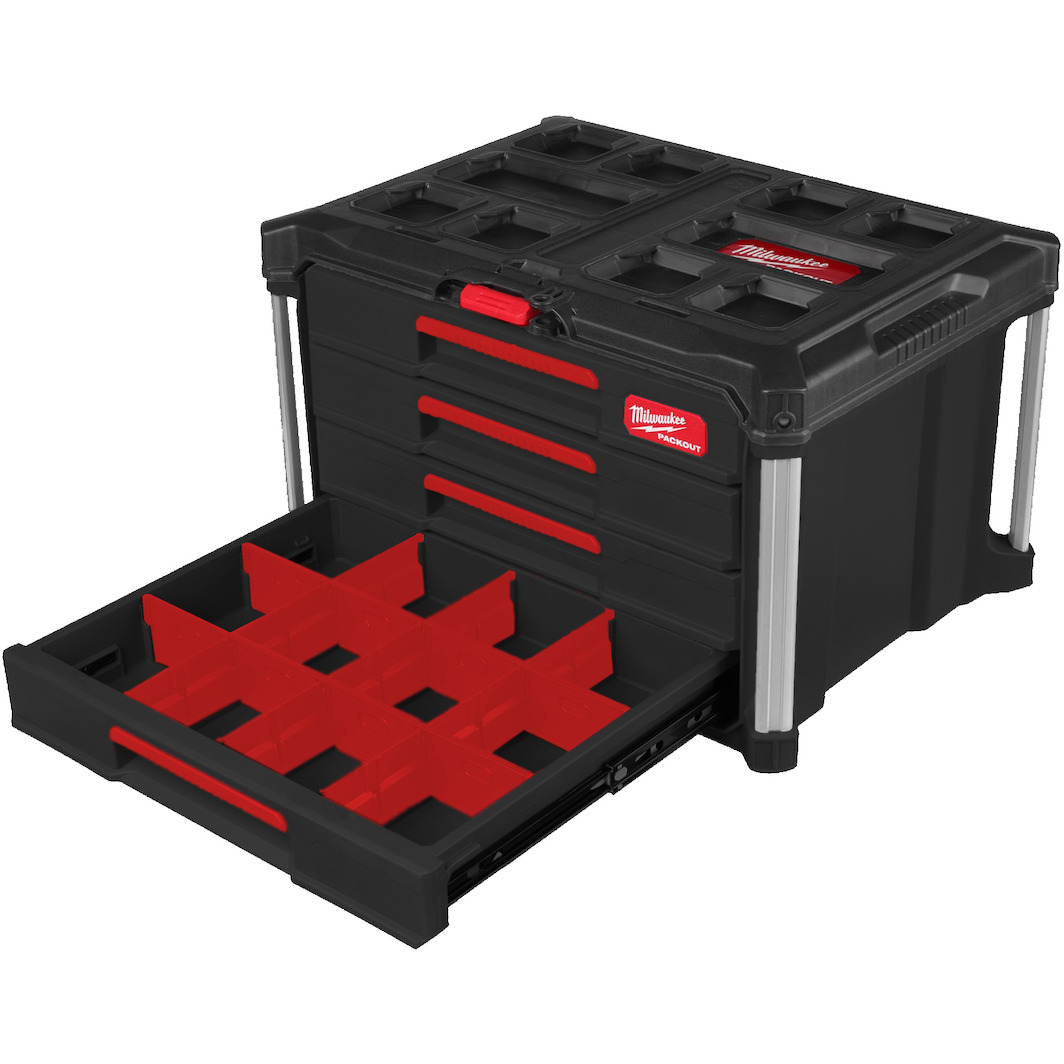 MILWAUKEE 4932493189 PACKOUT tool case with four drawers | Klium