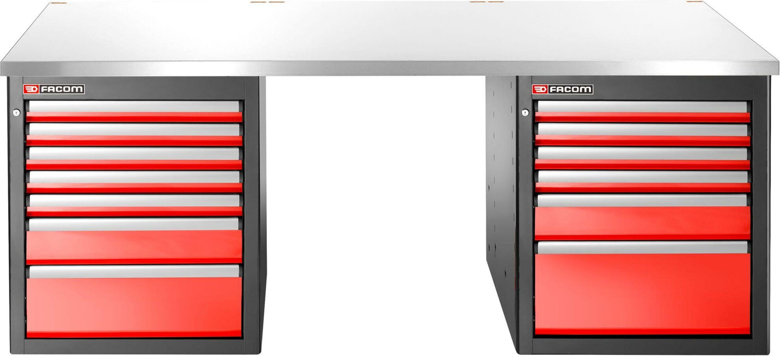 FACOM JLS3-2MS13DL workbench with 13 drawers, stainless steel top, low ...