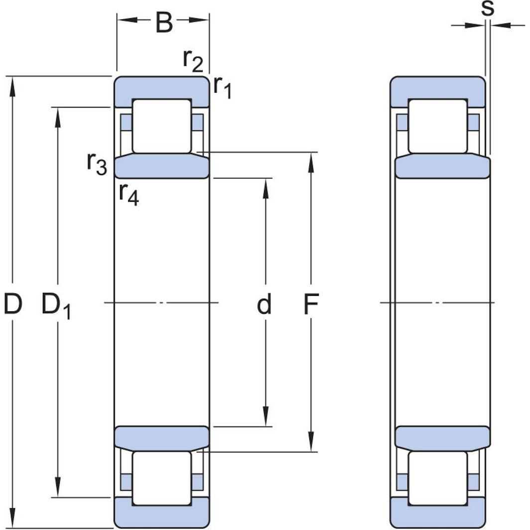 SKF NU 312 ECP single-row cylindrical roller bearing 60 x 130 x 31 mm ...