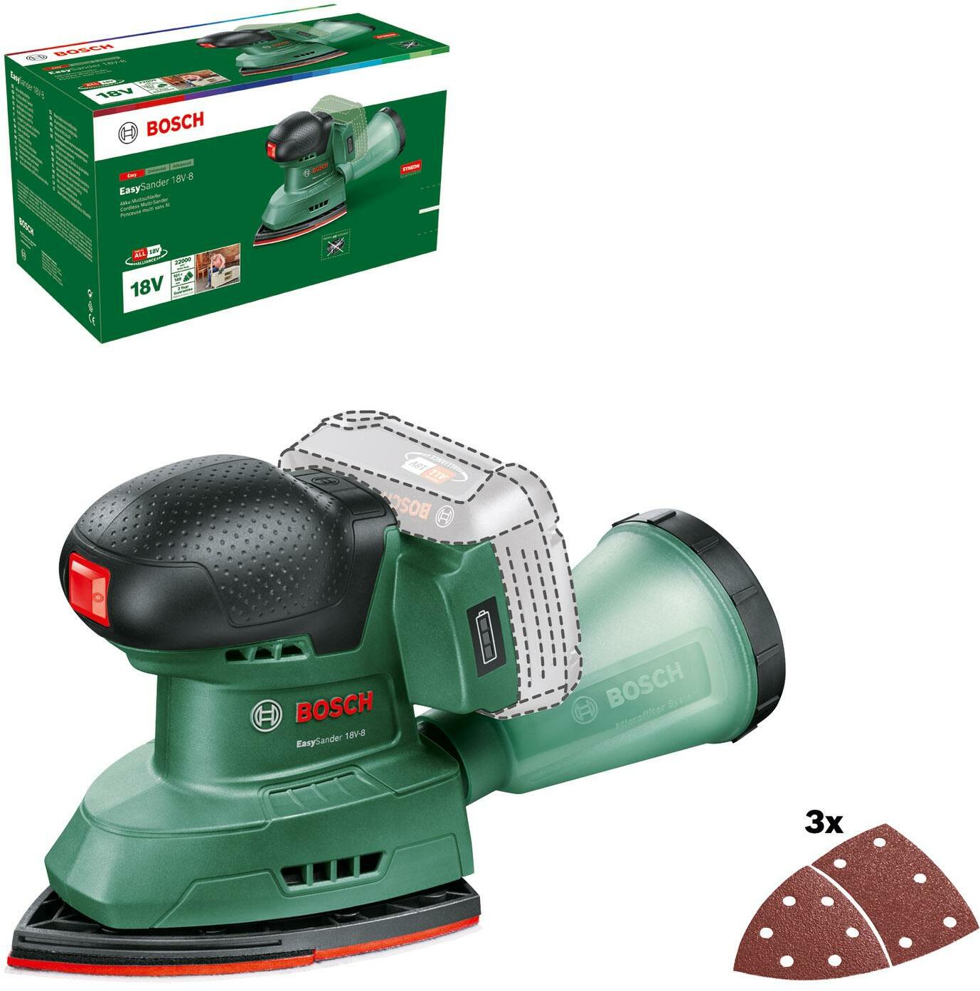 BOSCH EasySander 18V-18 cordless multi-purpose sander with 3 Red Wood ...