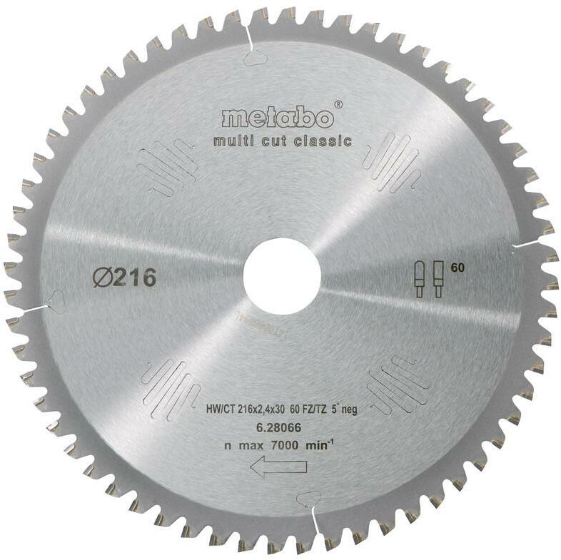 METABO 628066000 saw blade "multi cut - classic", 216x30, Z60 FZ/TZ, 5 ...