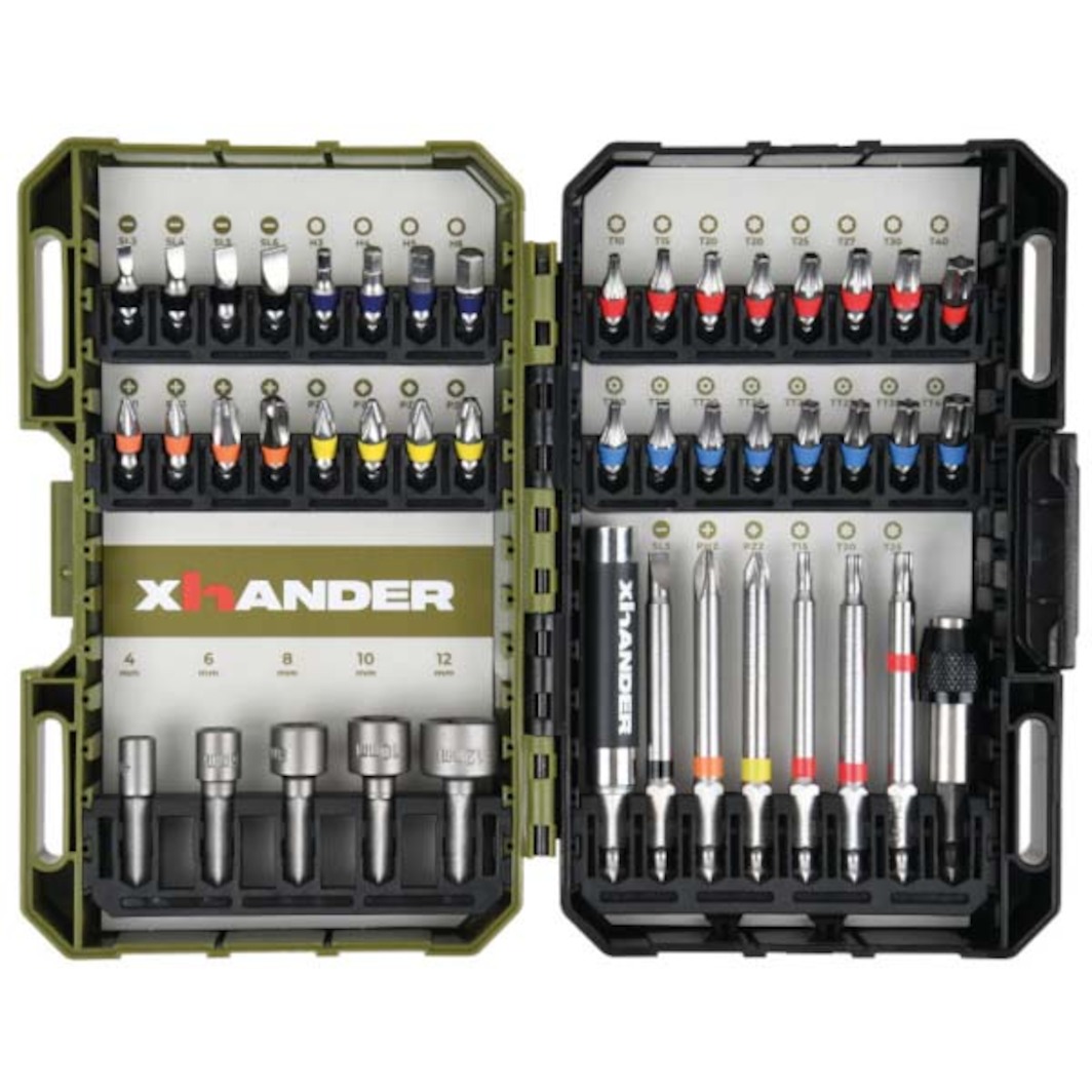 XHANDER 71802744 screwdriver bit set with magnetic bit holder 1/4" 45 ...