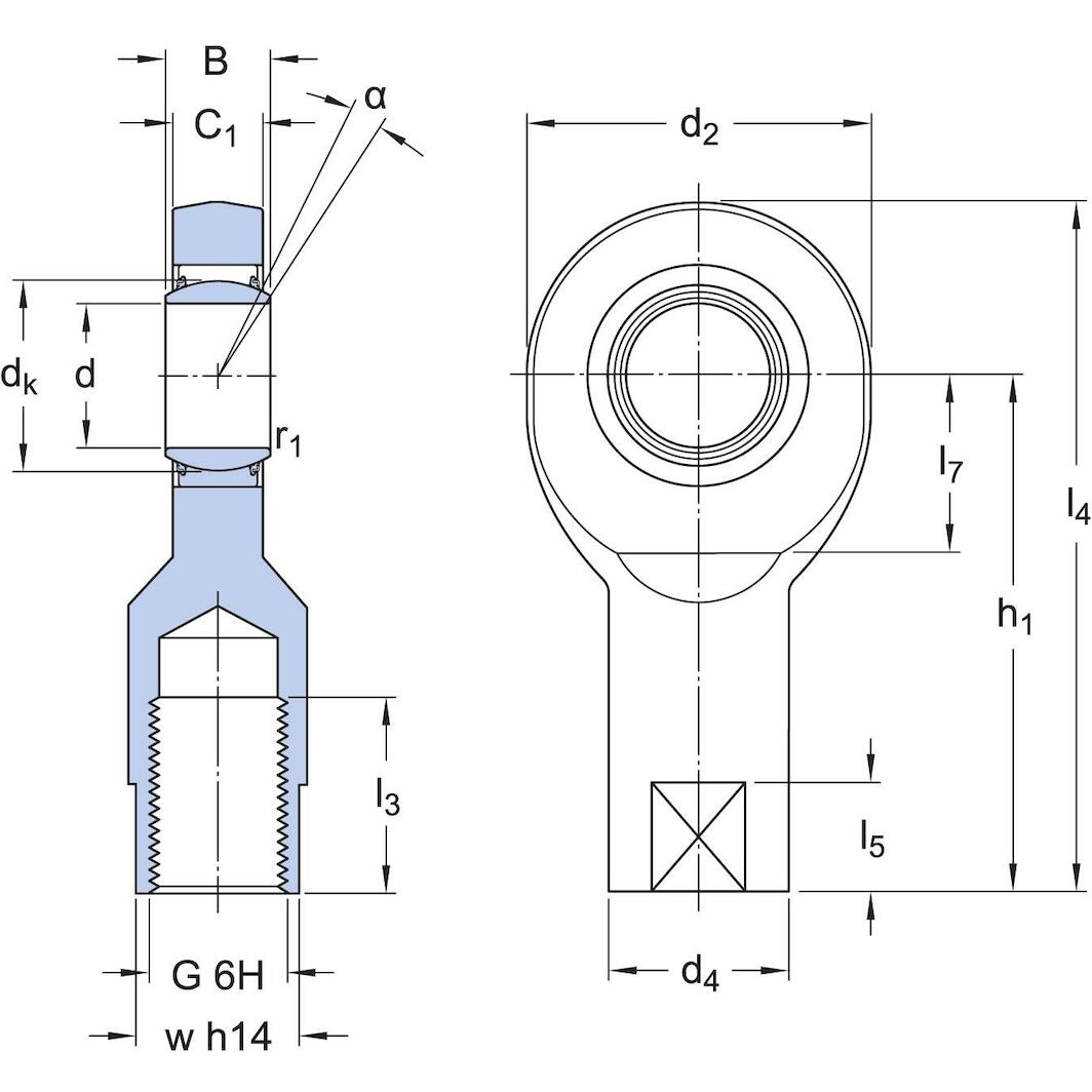 SKF SIA 45 TXE-2LS Rod head with female thread 45 mm, M 42x3 | Klium