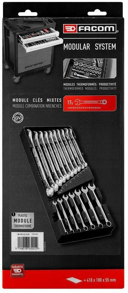 FACOM MOD.440-1XLPB ring spanner set 6-24 mm in module on thermoset inlay 17-piece | Klium