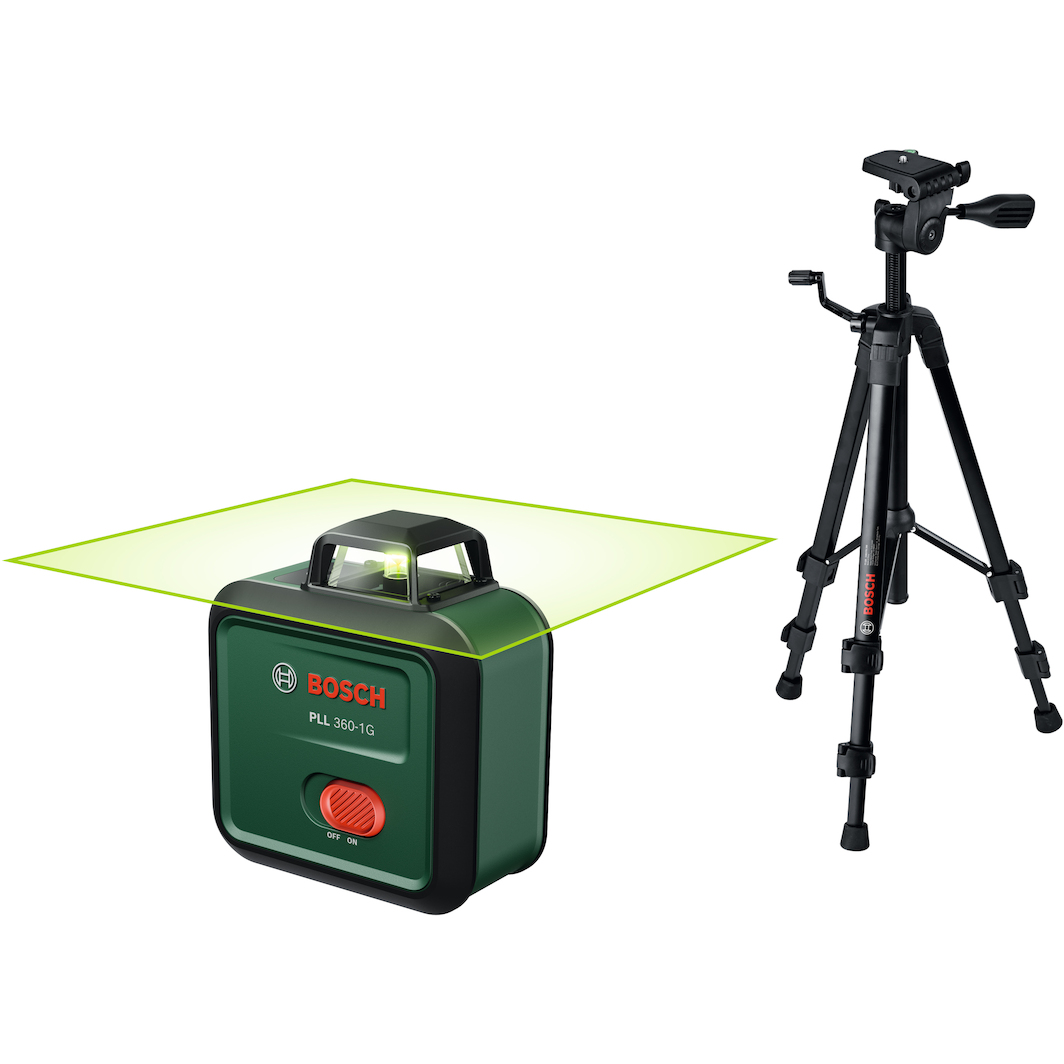 BOSCH PLL 360-1G Set cordless line laser green + tripod 1.2m in storage ...