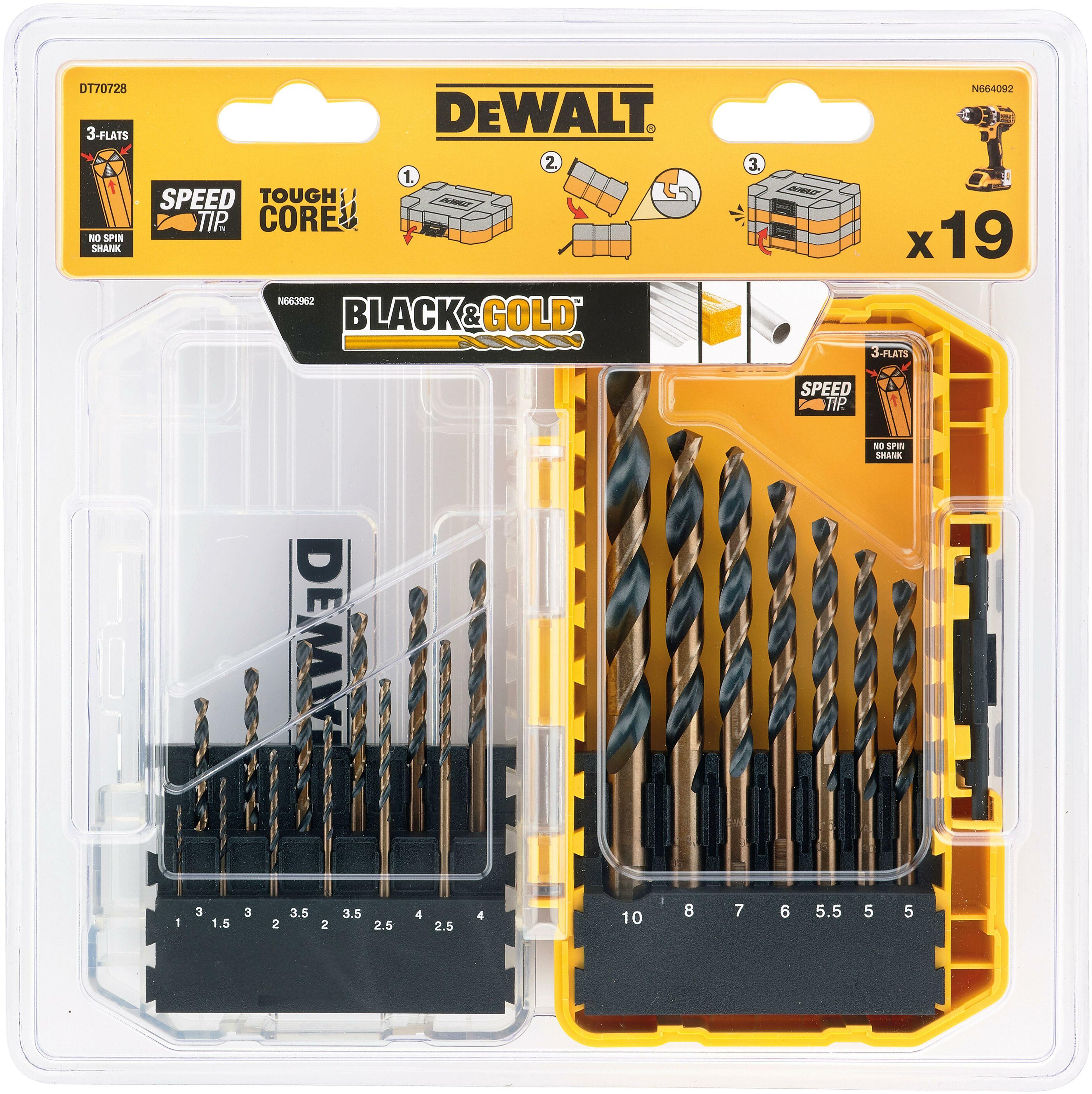 DEWALT DT70728 metal drill bit set black and gold (1mm-10mm) in ...