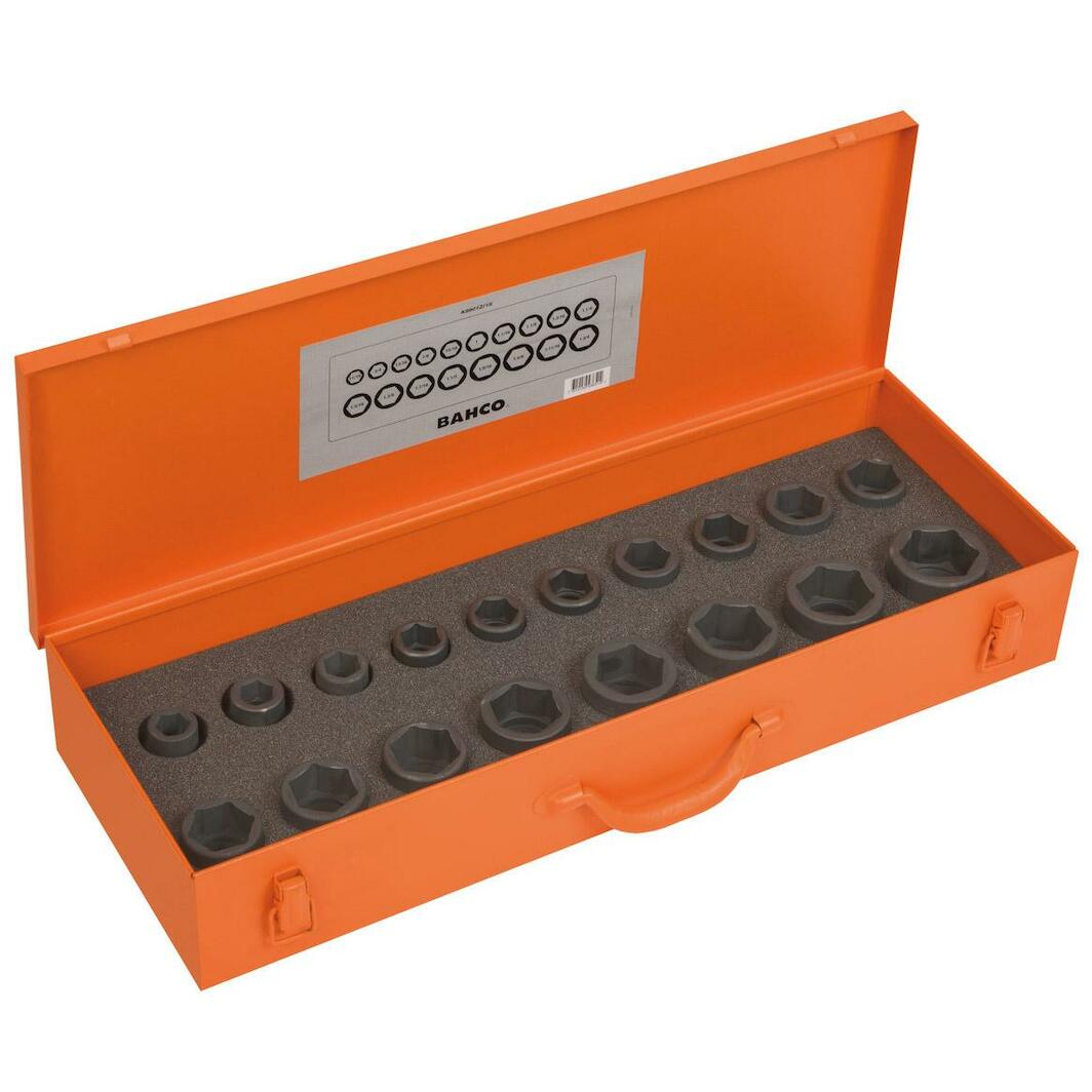 BAHCO K8901Z/18 impact sockets set 3/4" hexagonal inch sizes in case 18 ...