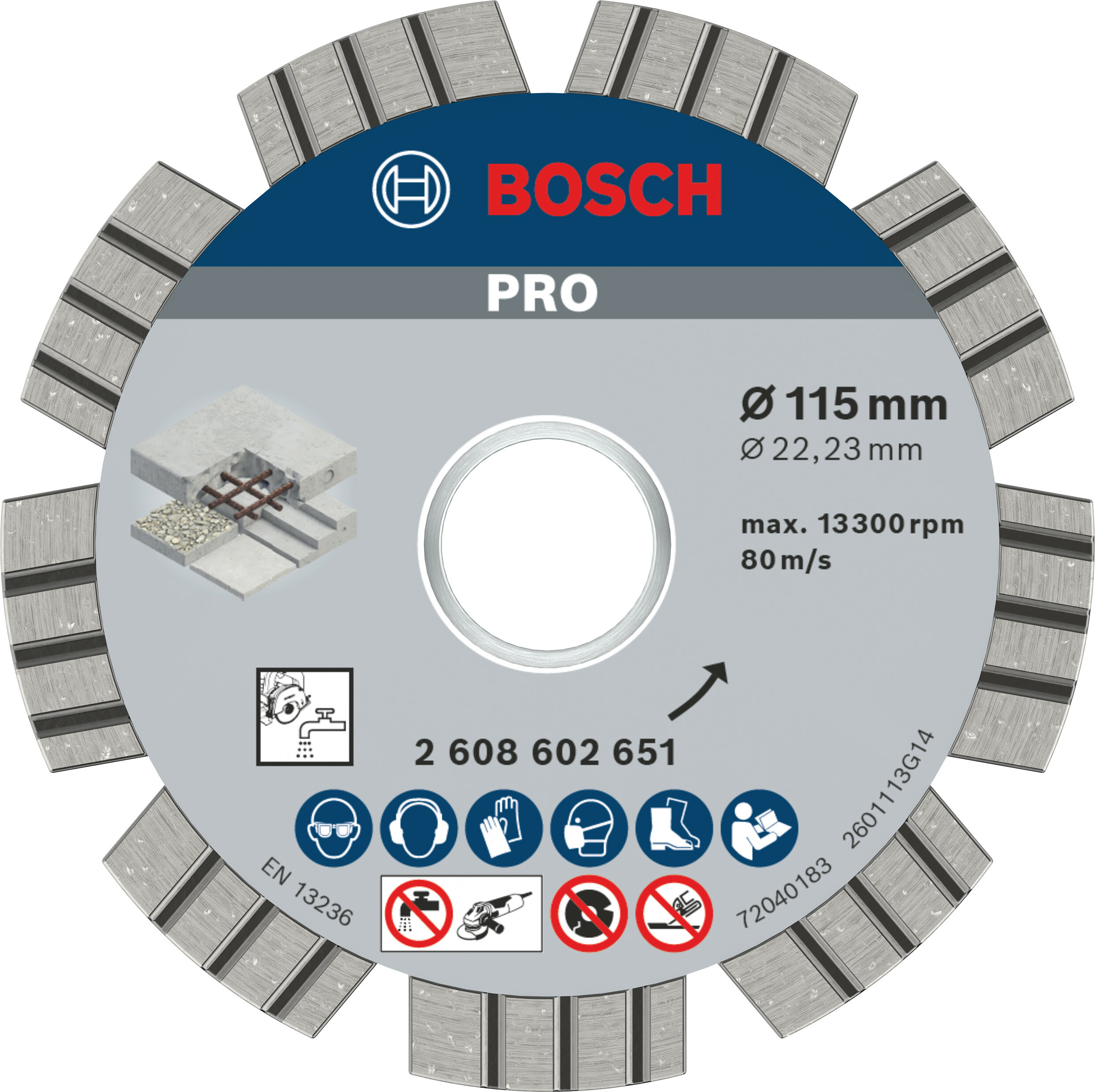 BOSCH 2608602651 diamond cutting disc Best for Concrete 115 x 22,23 x 2 ...