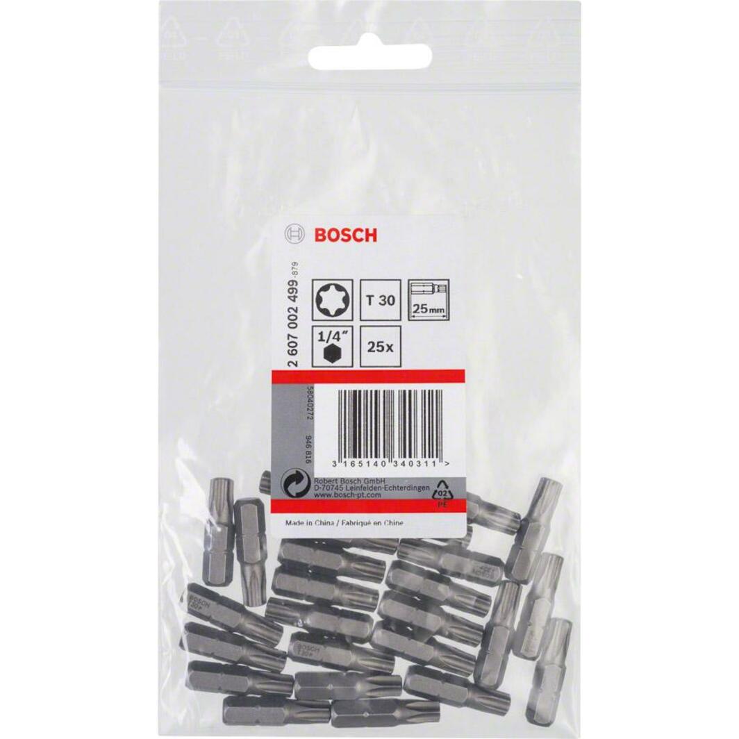 BOSCH 2607002499 screwdriver bit Extra Hard T30, 25 mm (25 pcs) | Klium