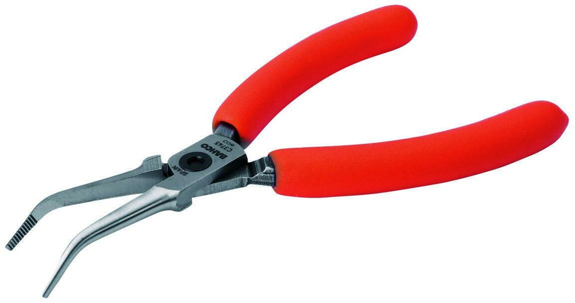 BAHCO C3745 precision tip pliers compact 45° bent tip with orange PVC ...