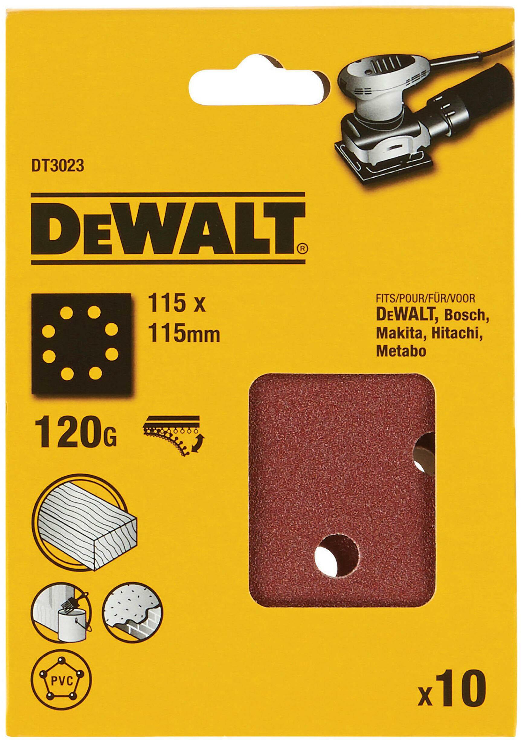 DEWALT DT3023-QZ sandpaper 1/4 115x115mm perforated velcro grain 120 ...