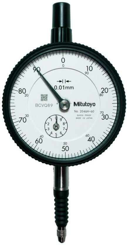 MITUTOYO 2046A-60 dial indicator with fixture, ISO version, IP64, 10 mm, 0.01 mm | Klium