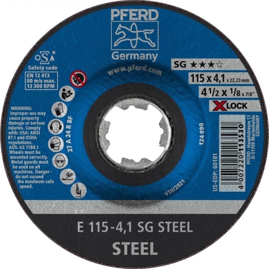 PFERD E 115-4,1 SG STEEL/X-LOCK grinding disc 115x4.1 mm X-LOCK ...