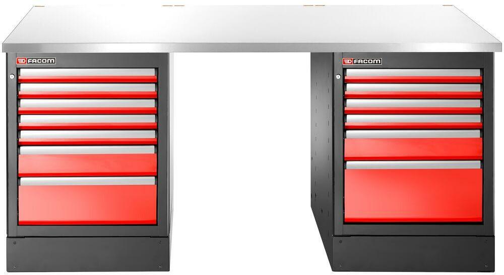 FACOM JLS3-2MS13DH workbench 2.2m with 13 drawers, 569x412mm, stainless ...