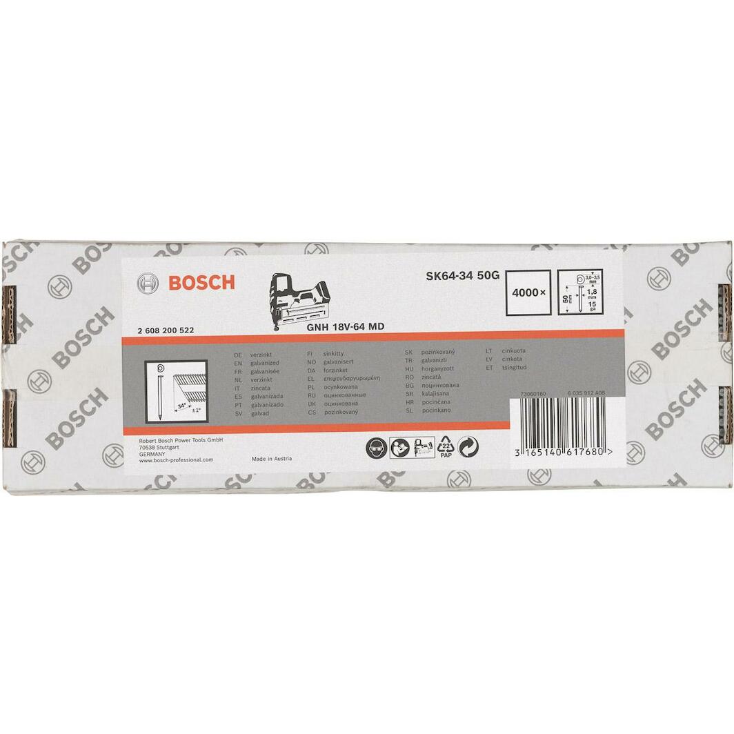 BOSCH 2608200522 DA finishing nail 34° zinc-plated 50 mm (4000 pcs) | Klium