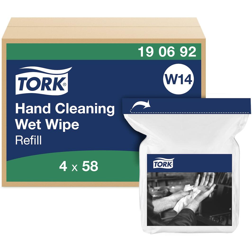 TORK 190692 Hand Cleaning damp cloths padding white, W14 | Klium