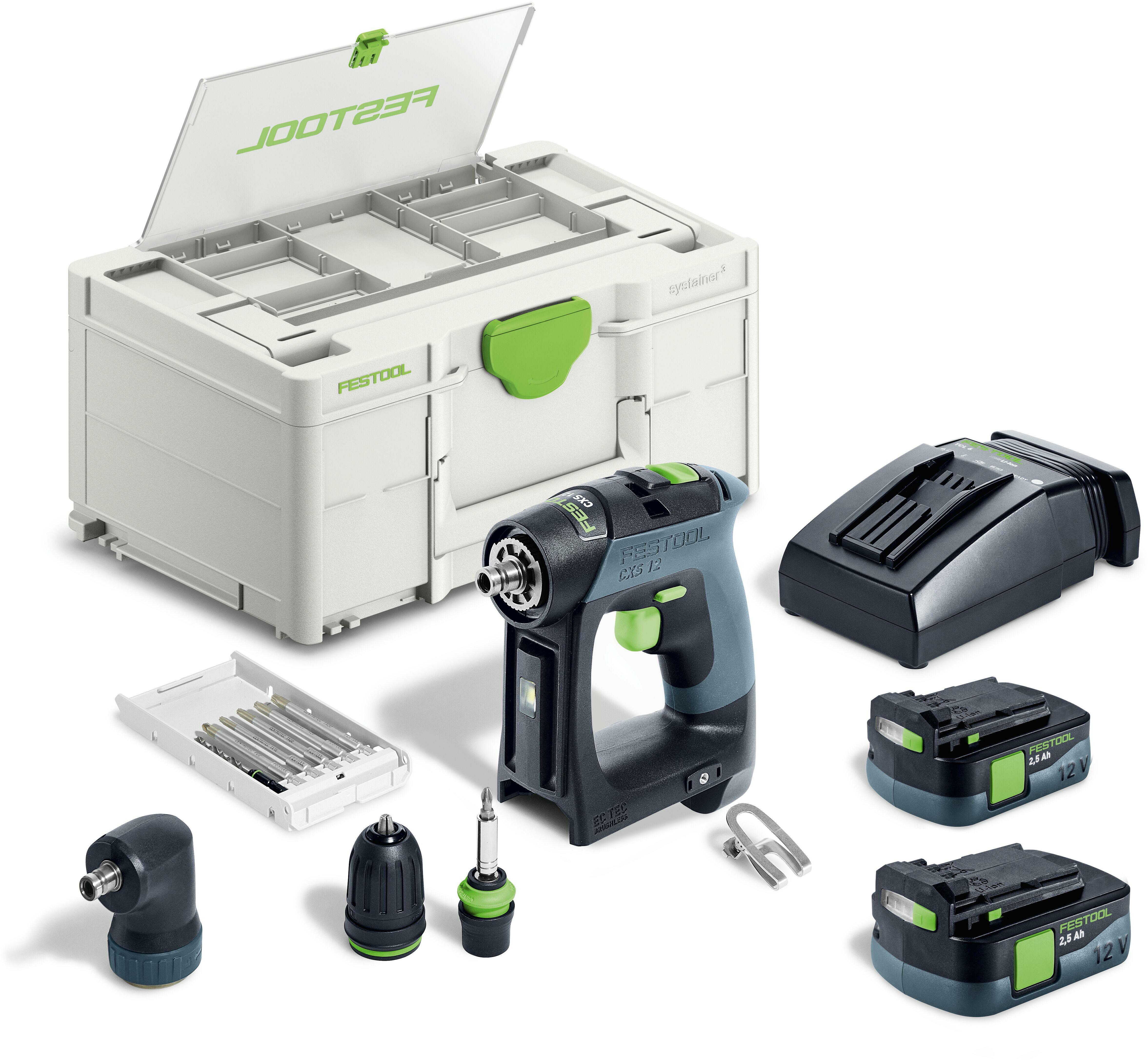 FESTOOL CXS 12 2,5-Set 12V cordless drill in systainer SYS3 M 187 (2x 2 ...