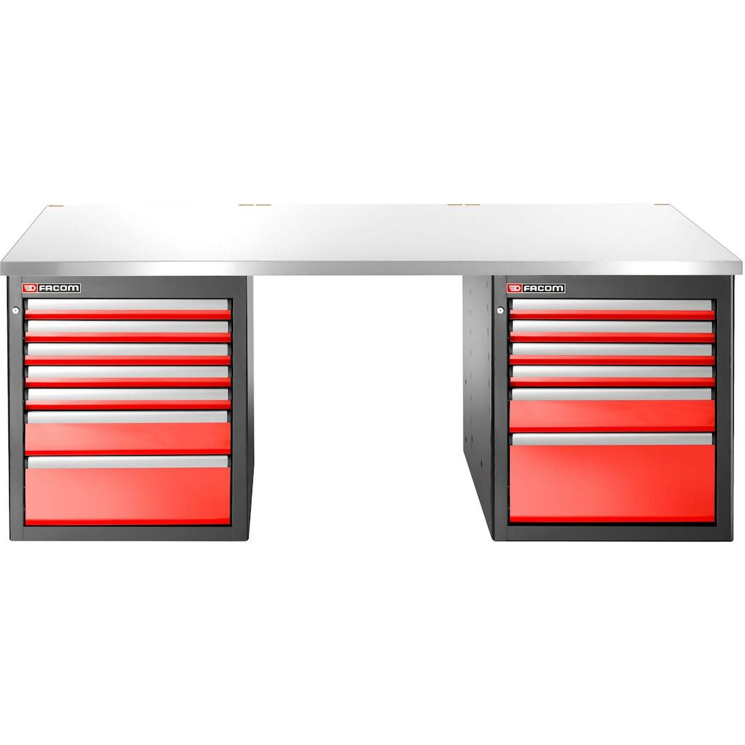 FACOM JLS3-2MS13DL workbench with 13 drawers, stainless steel top, low ...