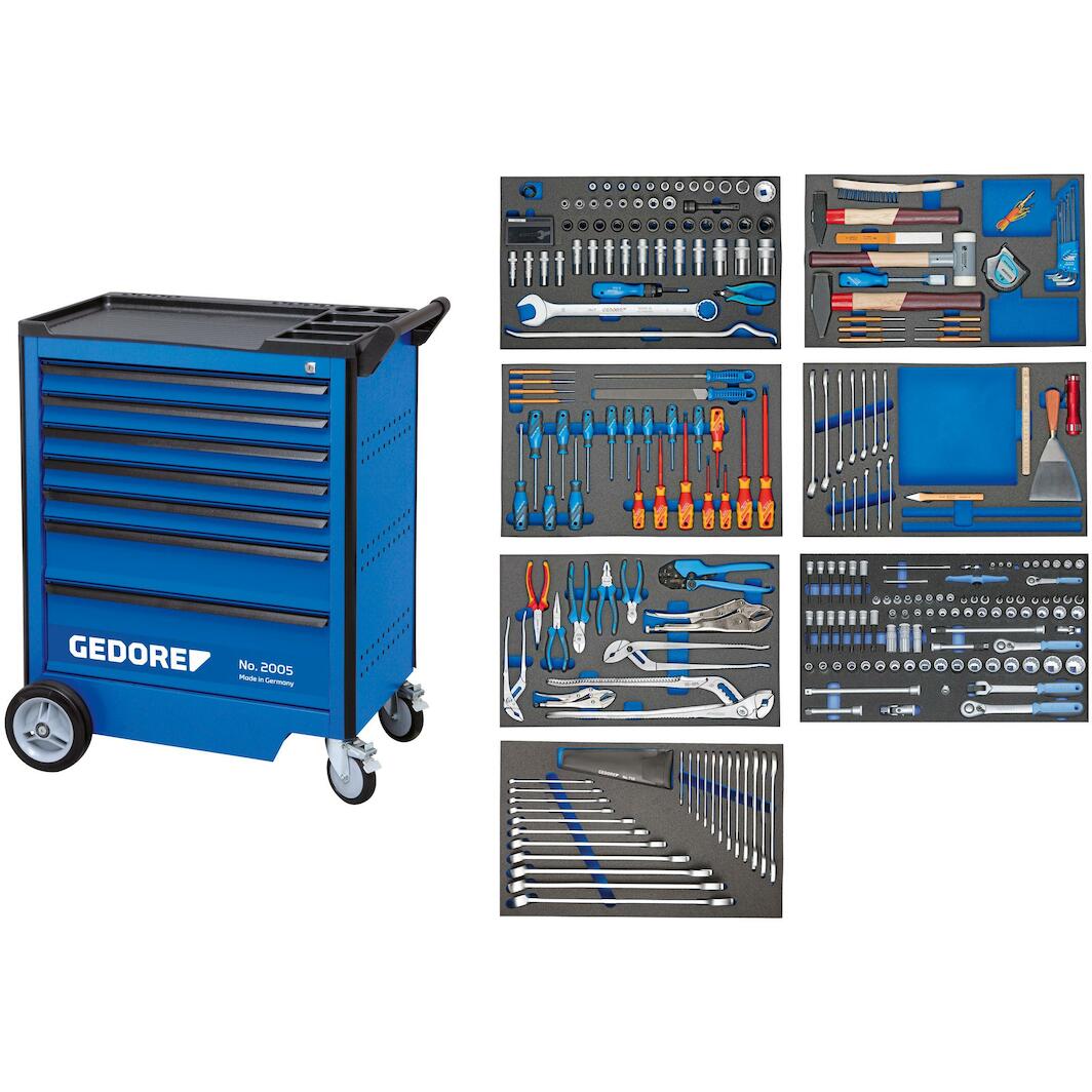 GEDORE 2005 S-270 TRUCK tool trolley blue with 7 drawers filled 270 ...