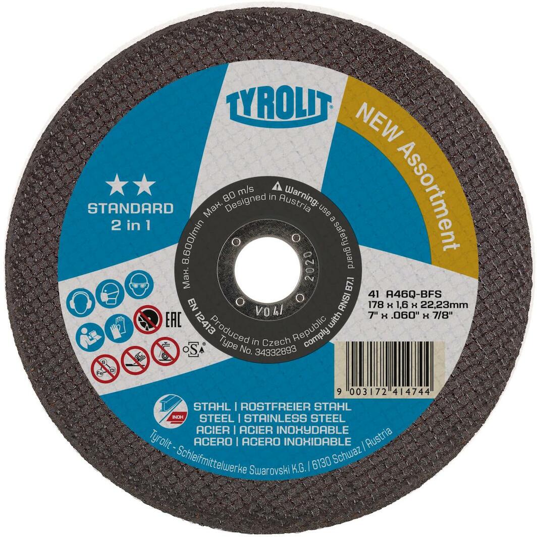 TYROLIT 34332859 Standard cut-off wheel for angle grinders 41 115x1 ...