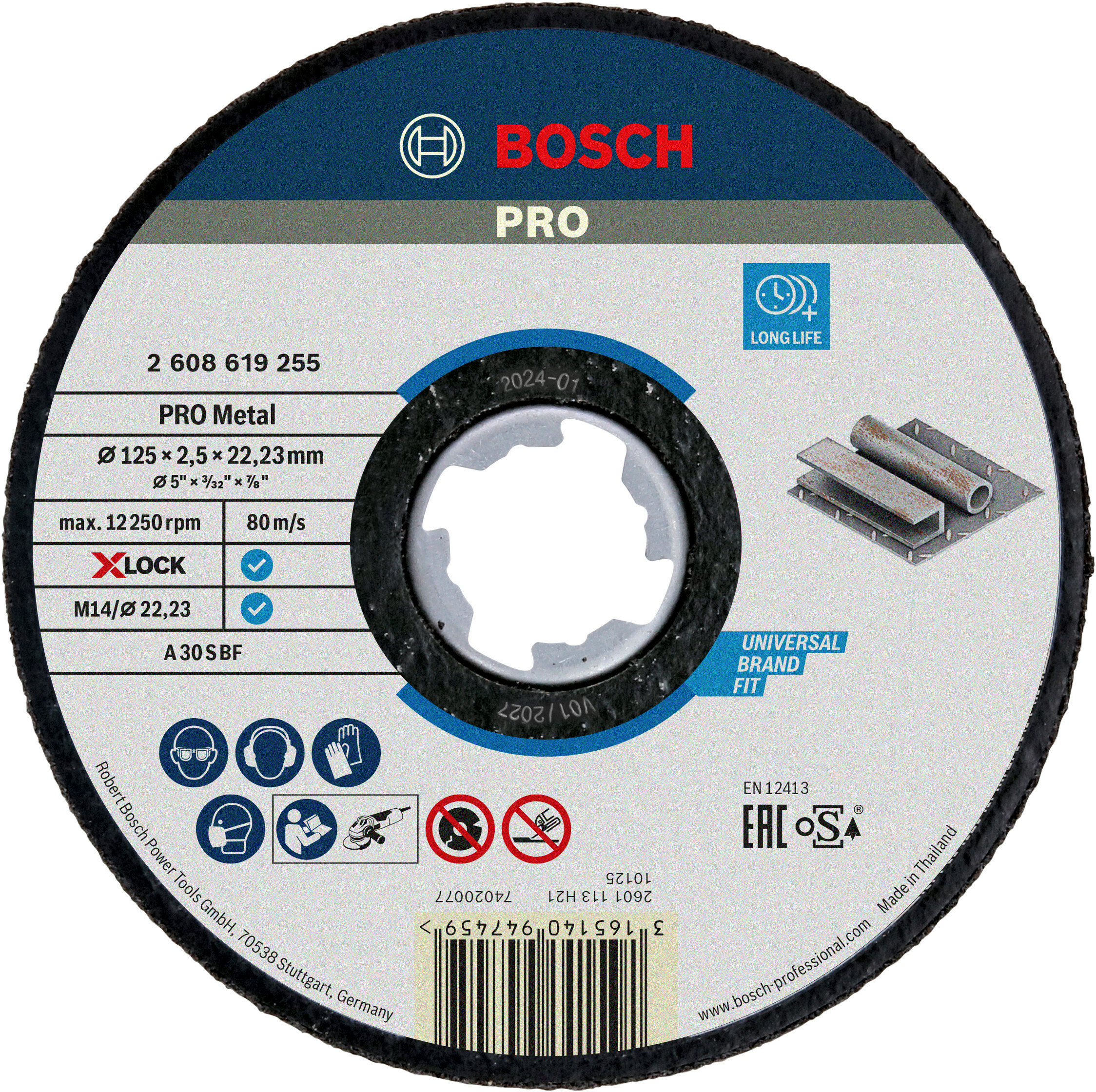 BOSCH 2608619255 X-LOCK grinding disc straight Expert for Metal 125x2 ...
