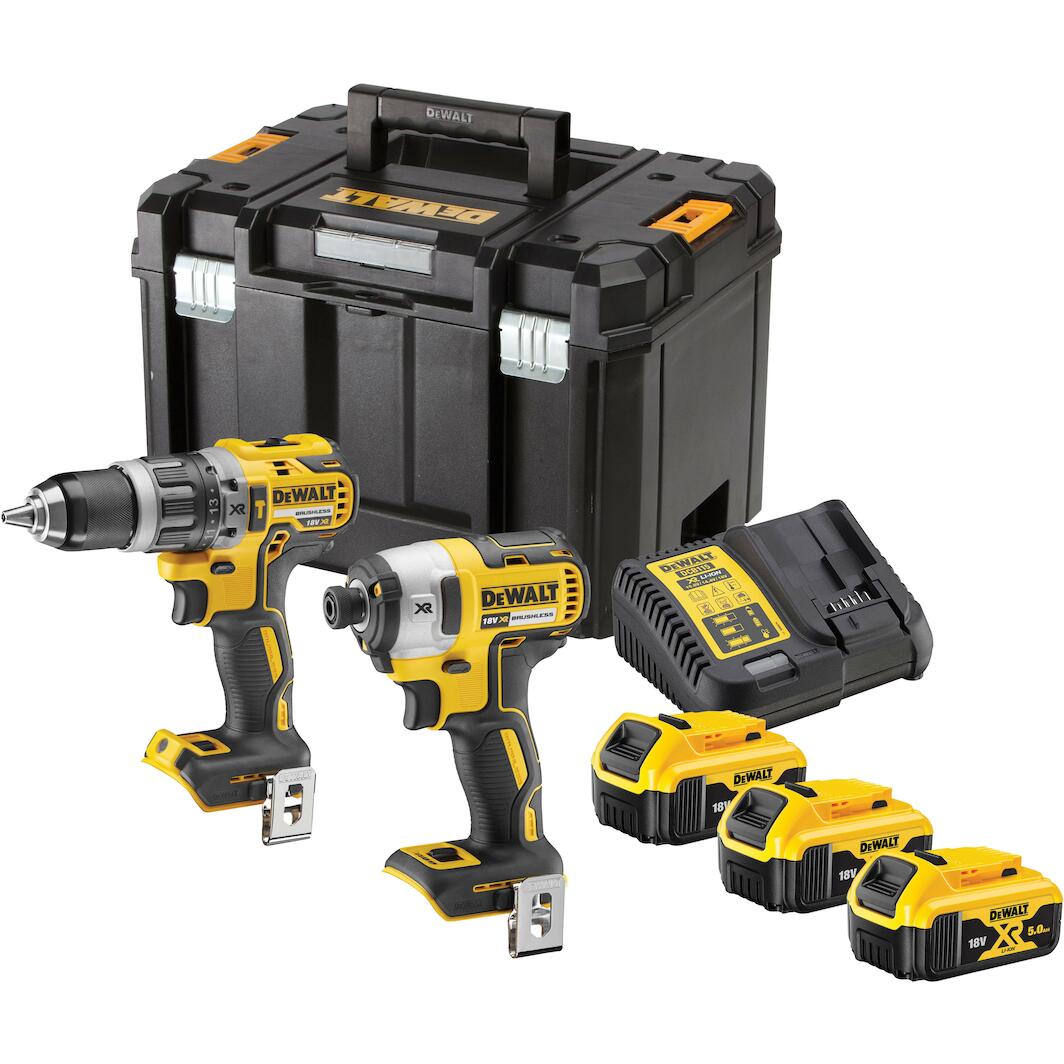 DEWALT DCK266P3T-QW 18V XR cordless machine set 2-piece DCD796 + DCF887 in TSTAK (3x 5.0Ah ...