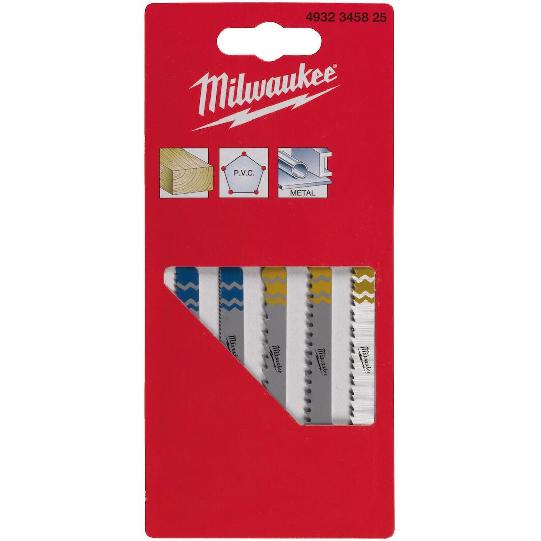 MILWAUKEE 4932345825 jigsaw blade set with T shank 5-piece | Klium
