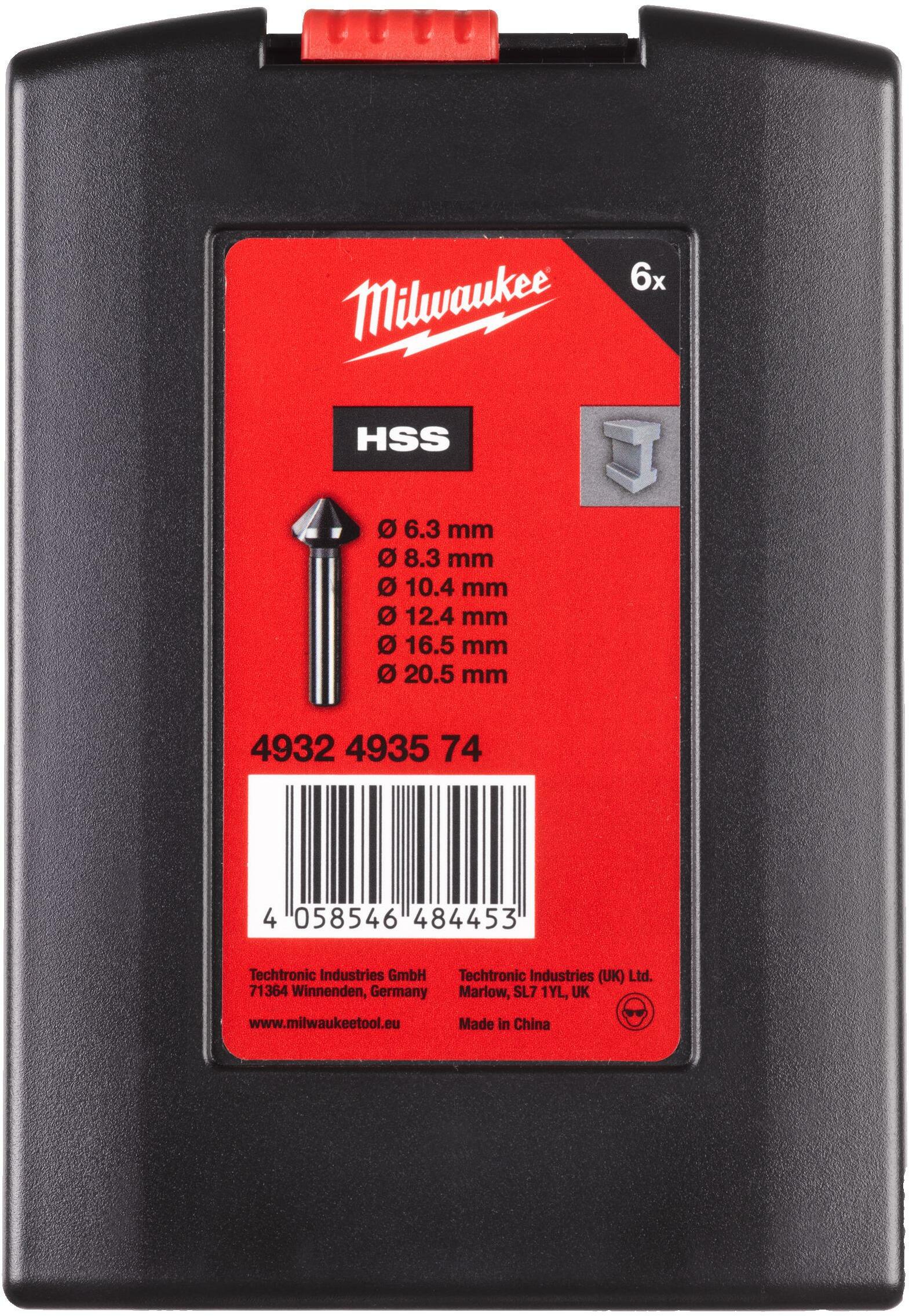 MILWAUKEE 4932493574 HSS countersink bit set in plastic storage box 6 ...