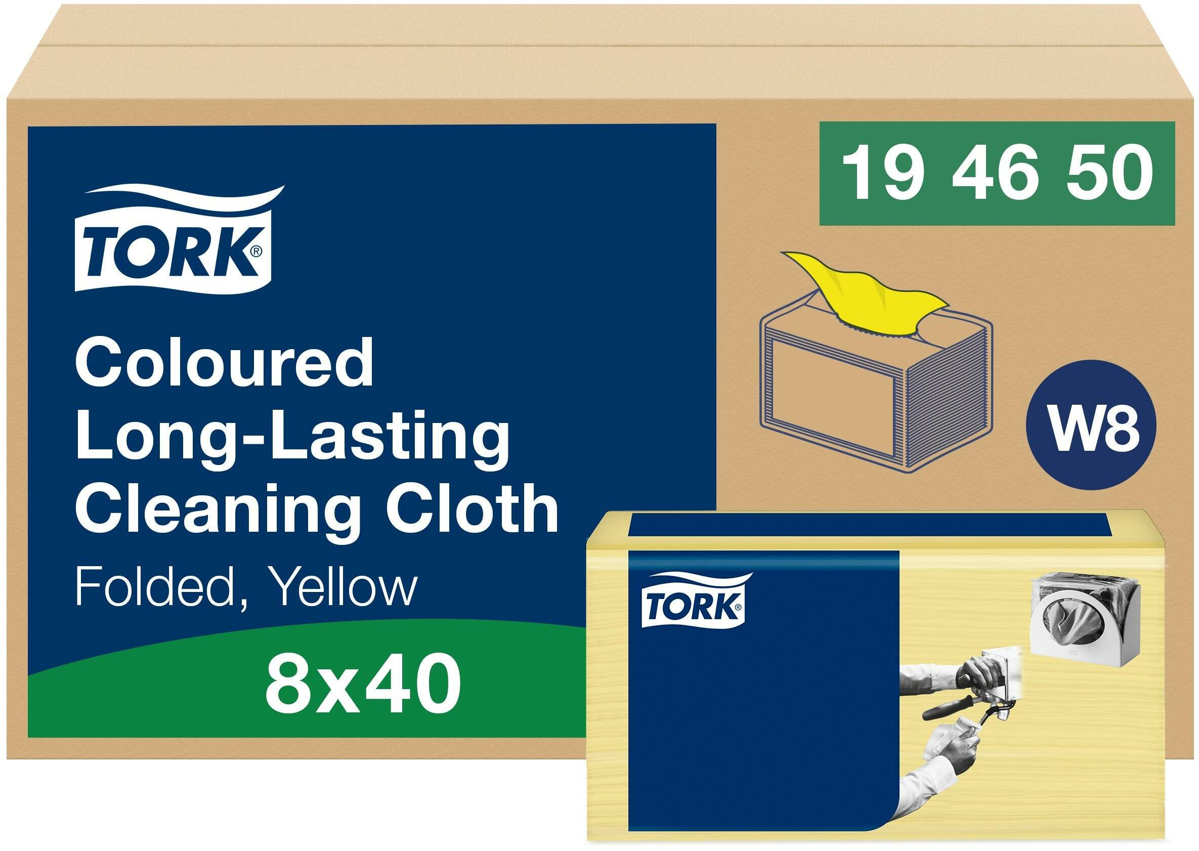 TORK 194650 long-lasting folded cleaning cloth yellow W8 (40 pcs.) | Klium