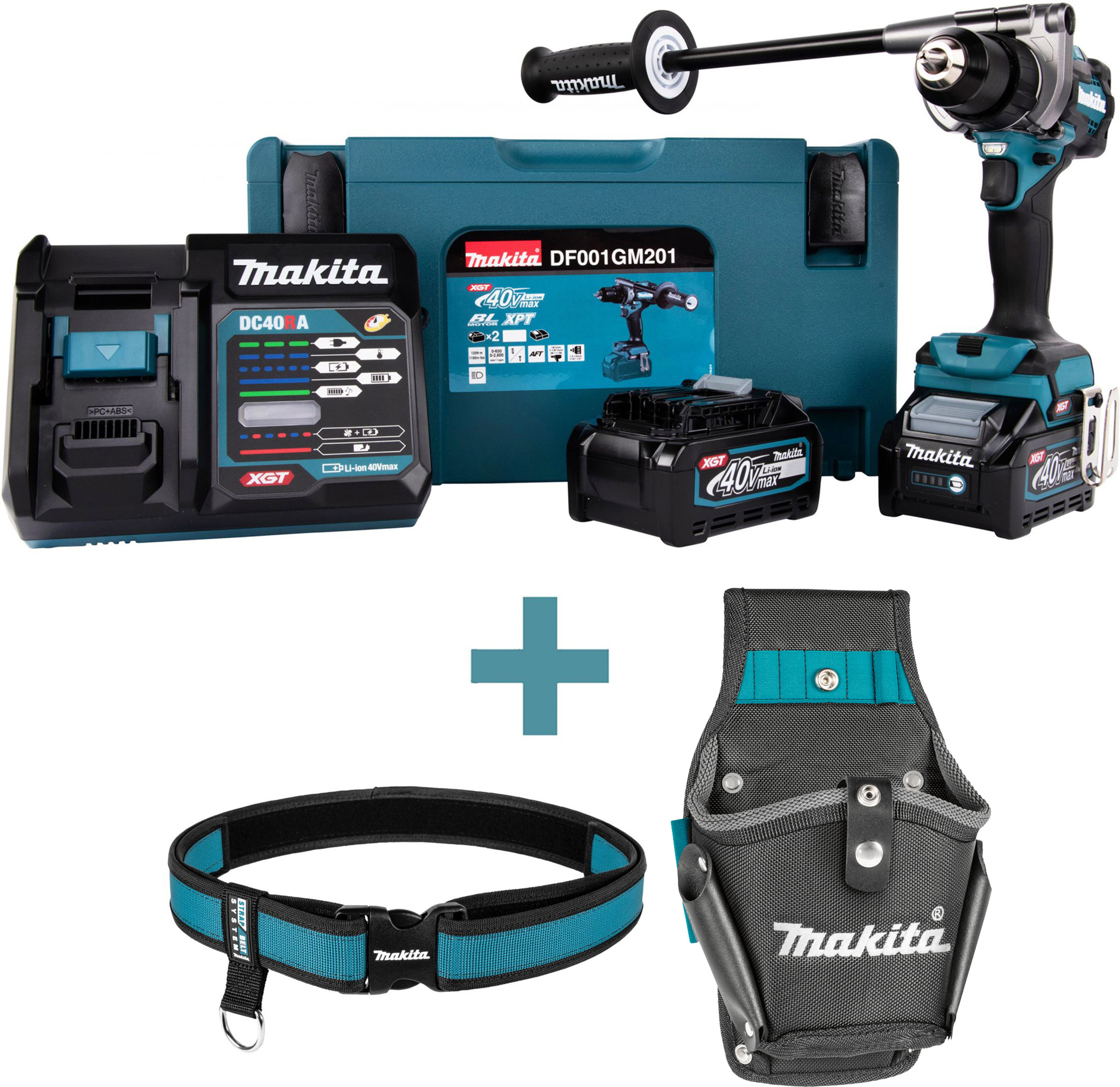 MAKITA DF001GM201 40Vmax XGT cordless drill driver 13 mm in MAKPAC (2x ...