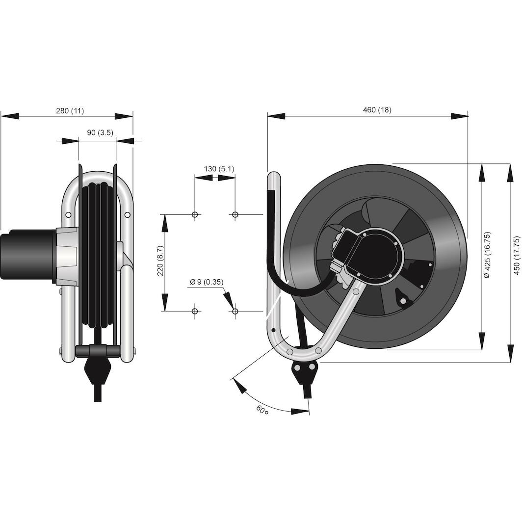 NEDERMAN 793 kabelhaspel met kabel 18m 3Gx2,5 (exclusief stekker ...